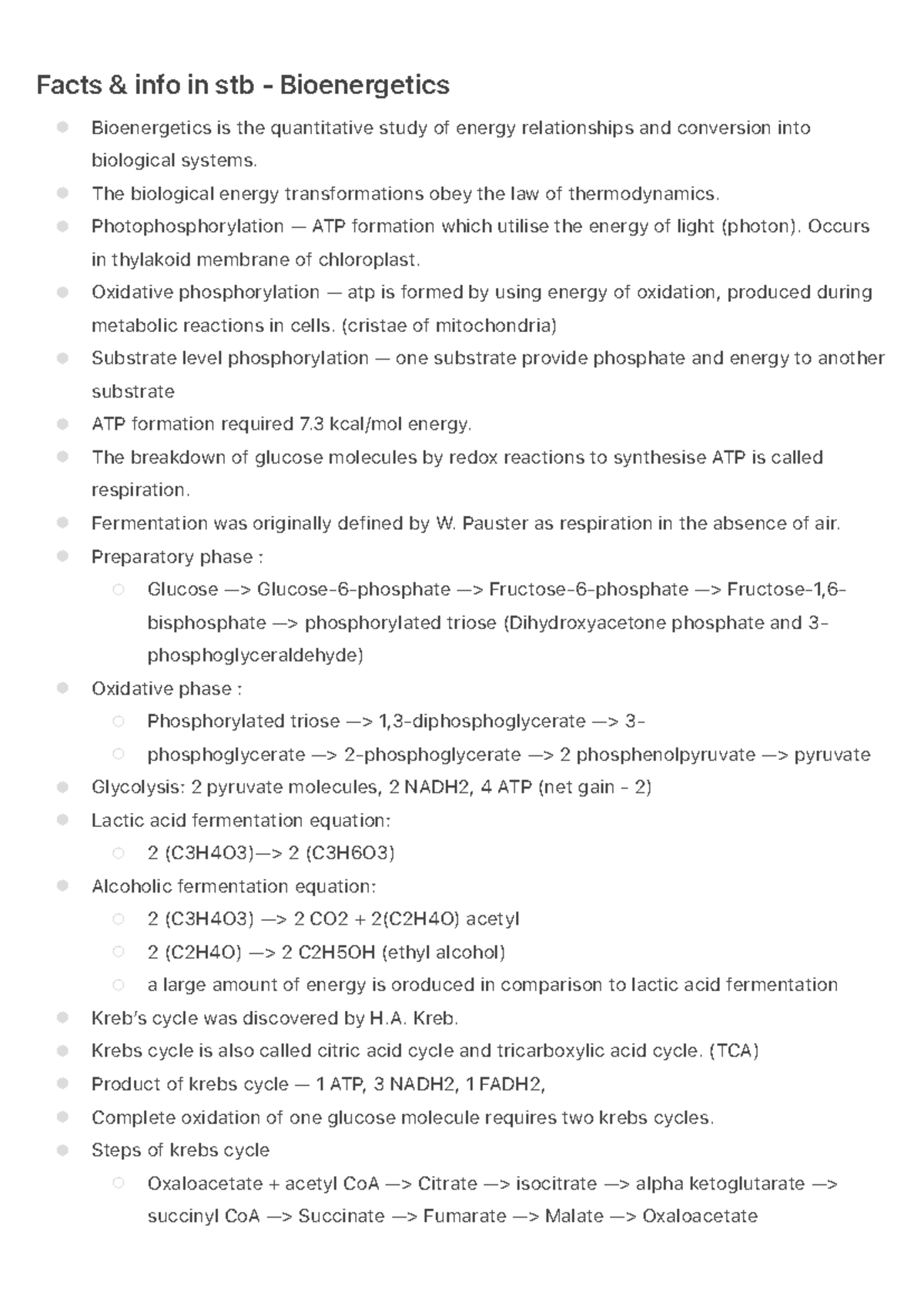 STB Bioenergetics: Key Concepts and Energy Transformations - Studocu