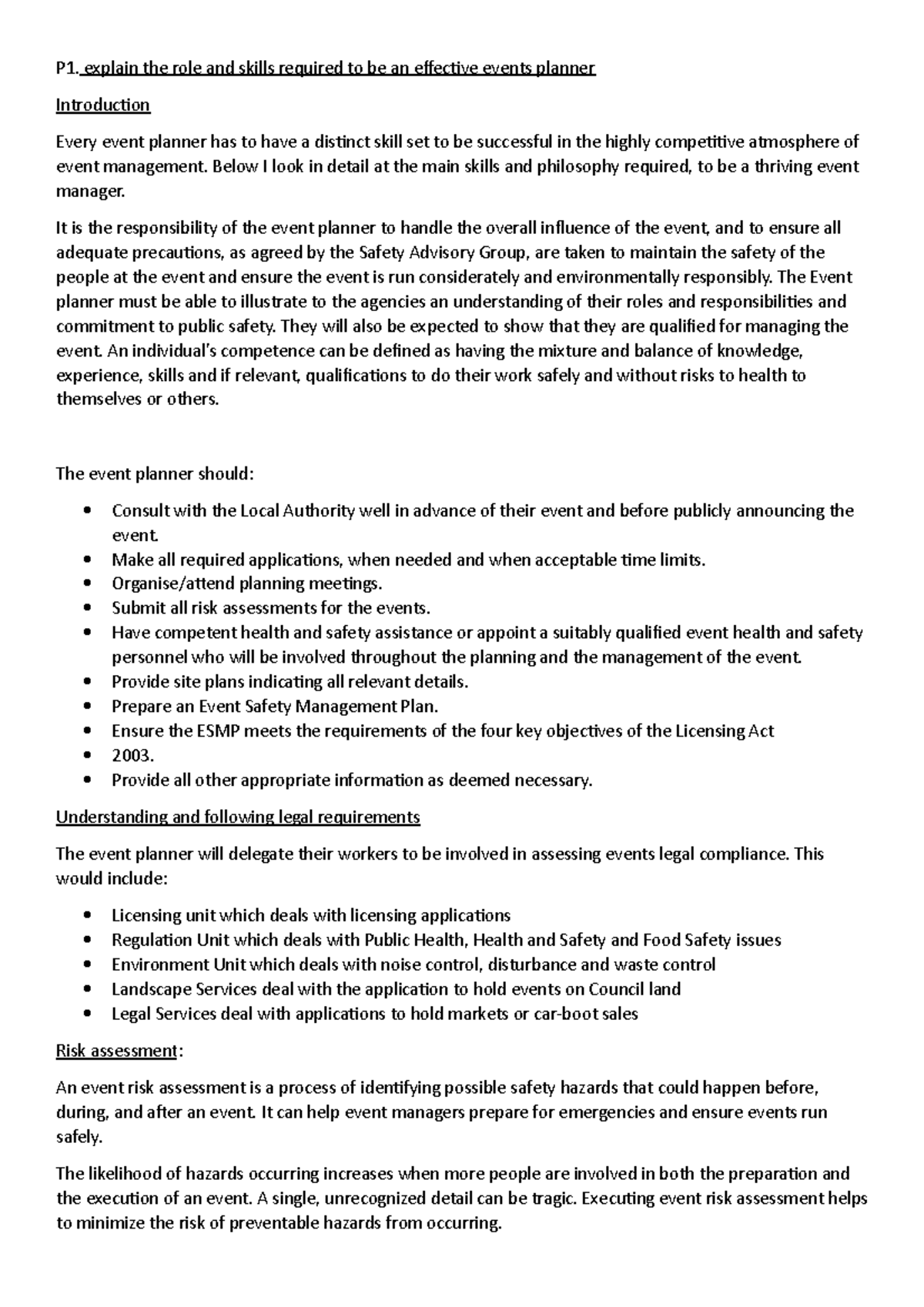 Skills and Responsibilities of an Effective Event Planner (P1) - Studocu