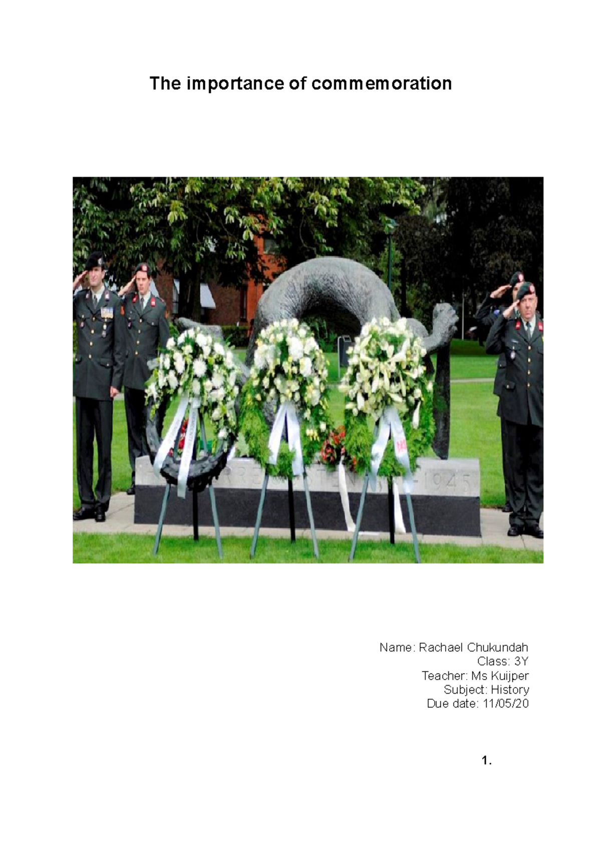 The Significance of Commemoration in History (His RP) - Studeersnel