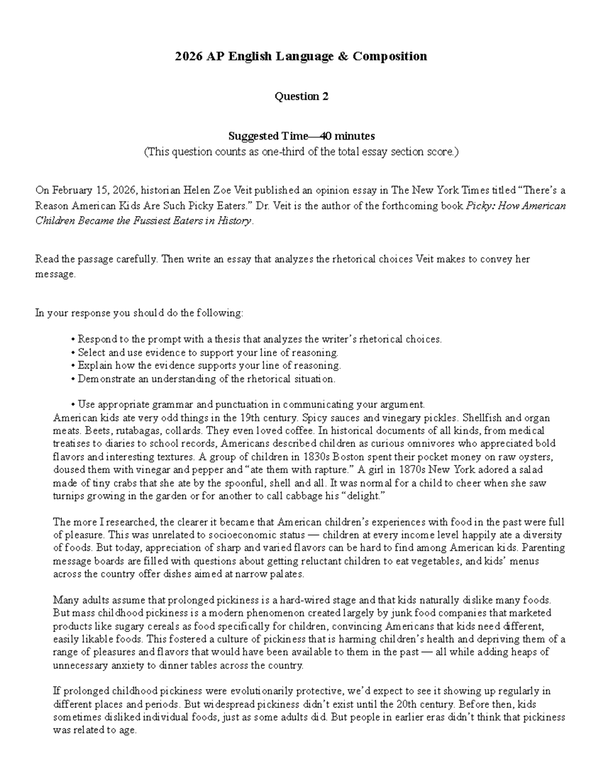 2026 AP English Language Composition: Rhetorical Analysis of Veit's ...
