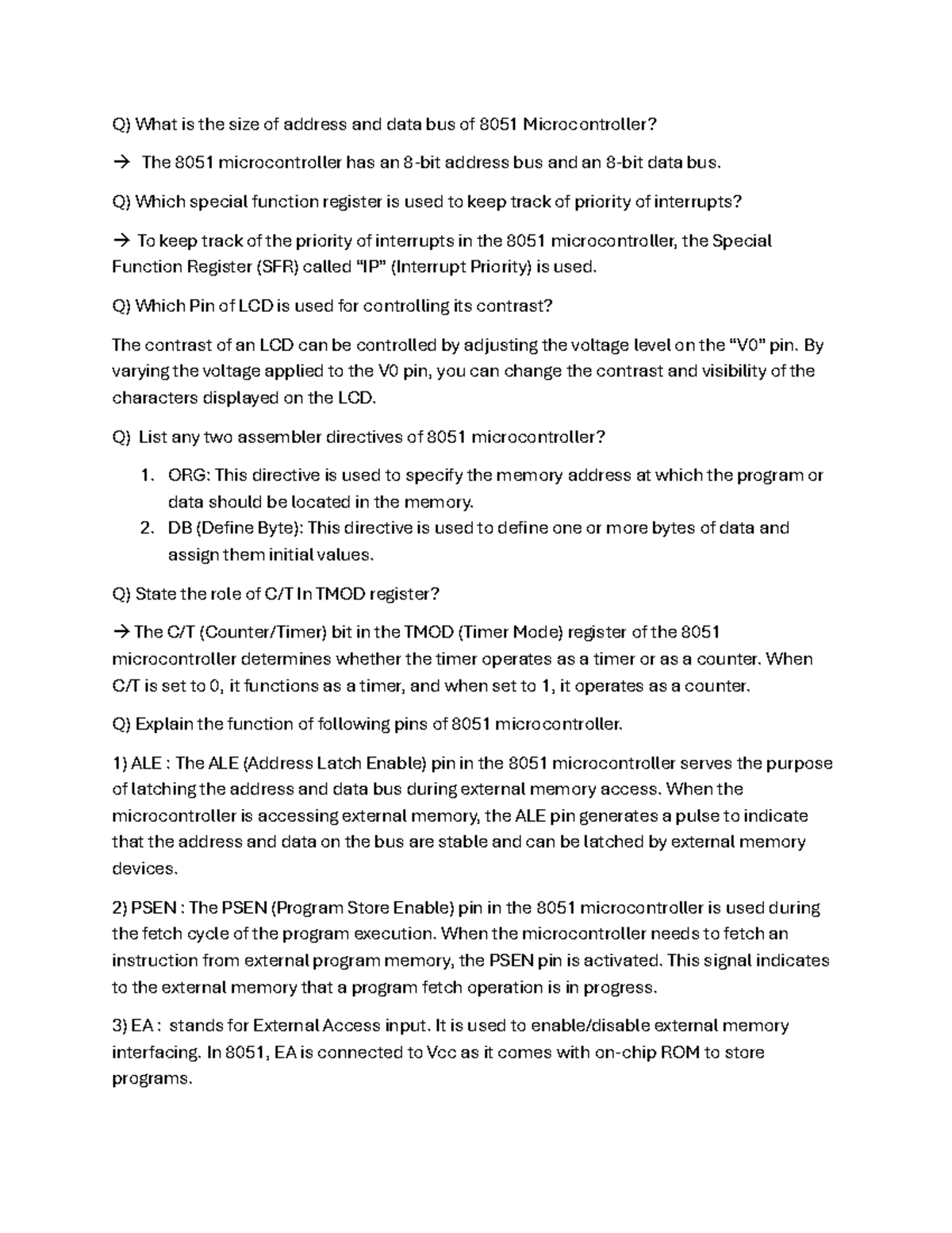 8051 Microcontroller - Assignment Overview and Key Concepts - Studocu
