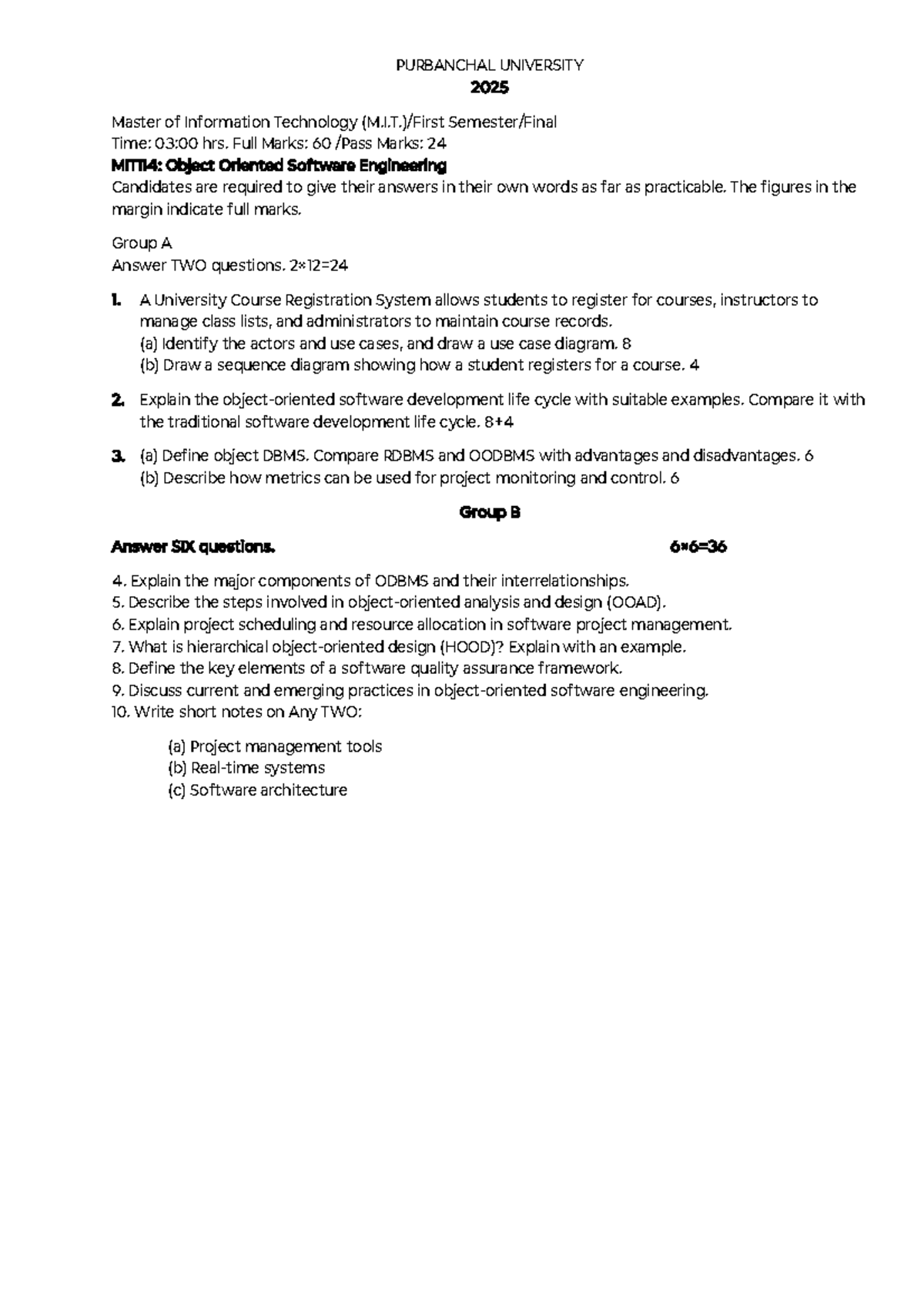 MIT114: Object Oriented Software Engineering Exam Notes 2025 - Studocu