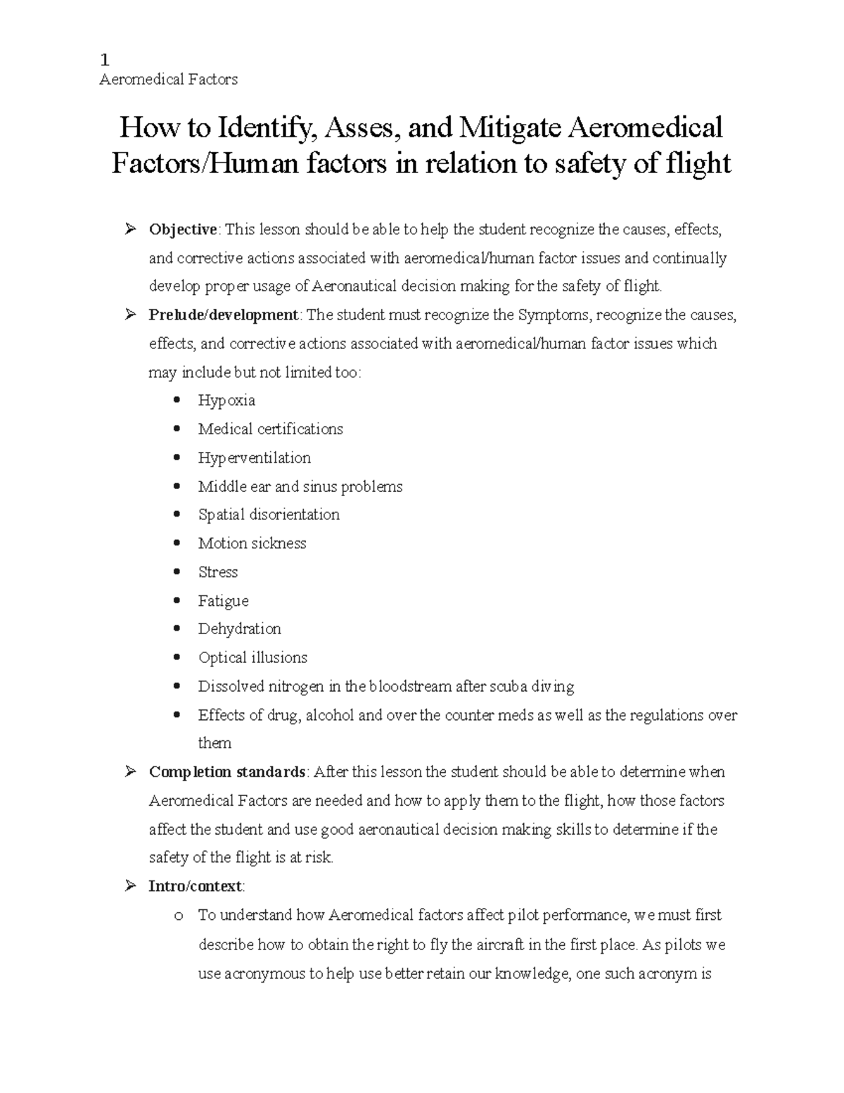 Aeromedical Factors: Identifying, Assessing, and Mitigating Risks in ...