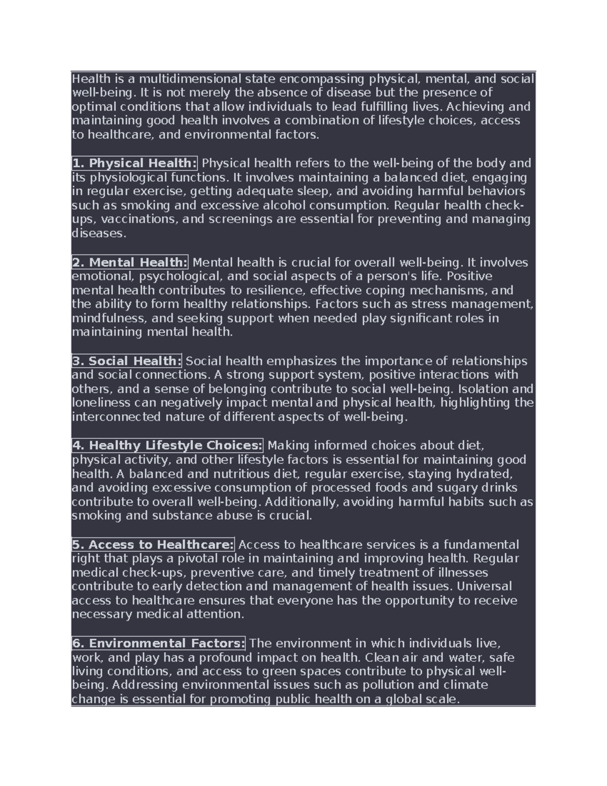 Health Overview: Physical, Mental, & Social Well-being Insights - Studocu