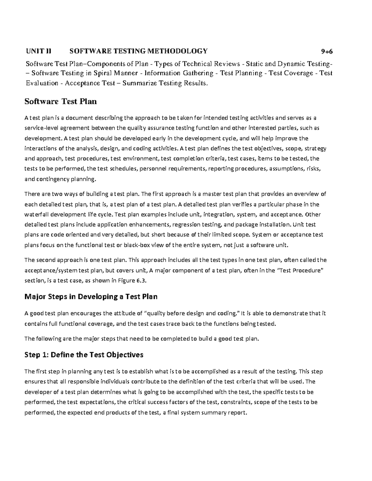 Unit II - Software Testing Methodology: Quality Assurance & Test ...