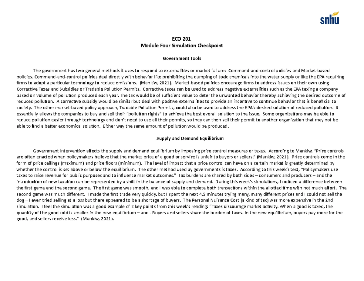 ECO 201 Module Three Checkpoint Assignment Template - Module Three Checkpoint Assignment Kyle ...