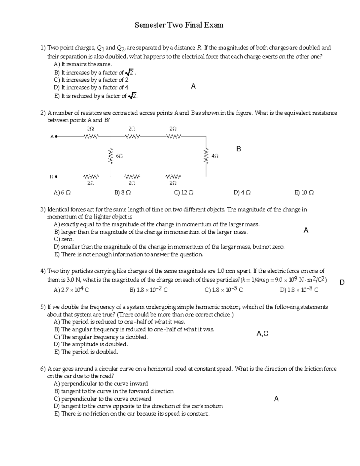 Semester 2 Physics Final Exam Review Questions and Answers - Studocu