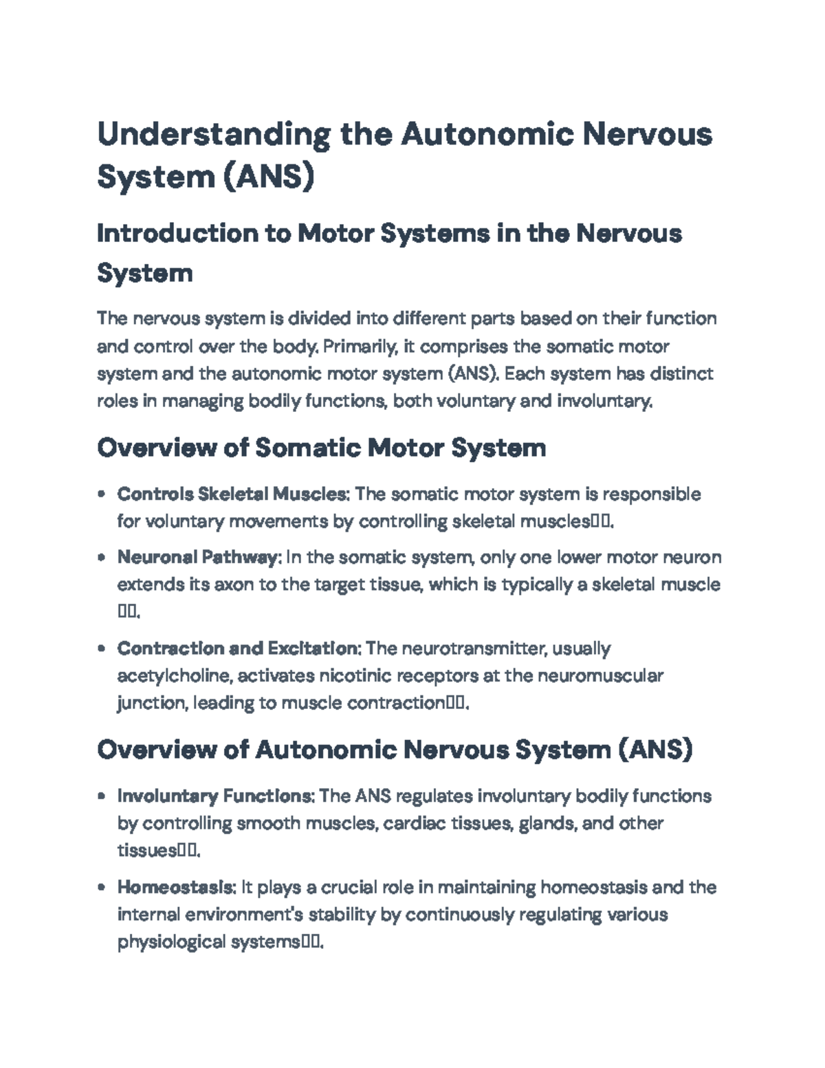 Understanding the Autonomic Nervous System (ANS) and Motor Control ...