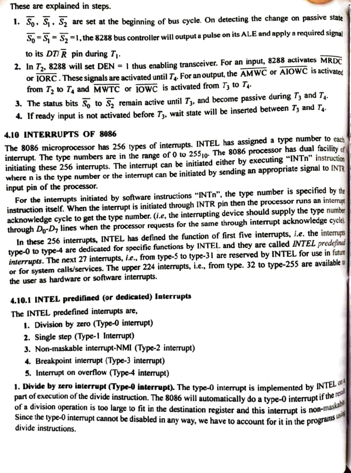 8086 Interrupts - micro - These are explained in steps. 1. So» S. S2 are set at the beginning of ...