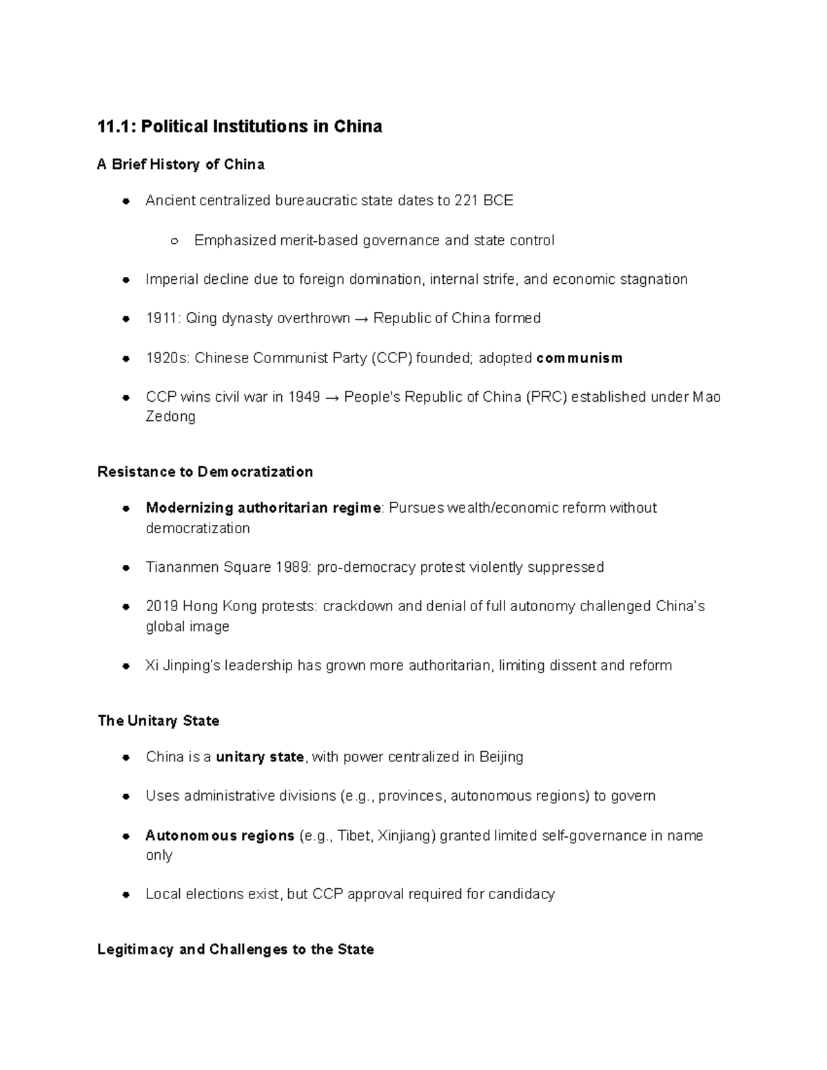 AP Comparative Government Chapter 11 Notes - 11: Political Institutions ...