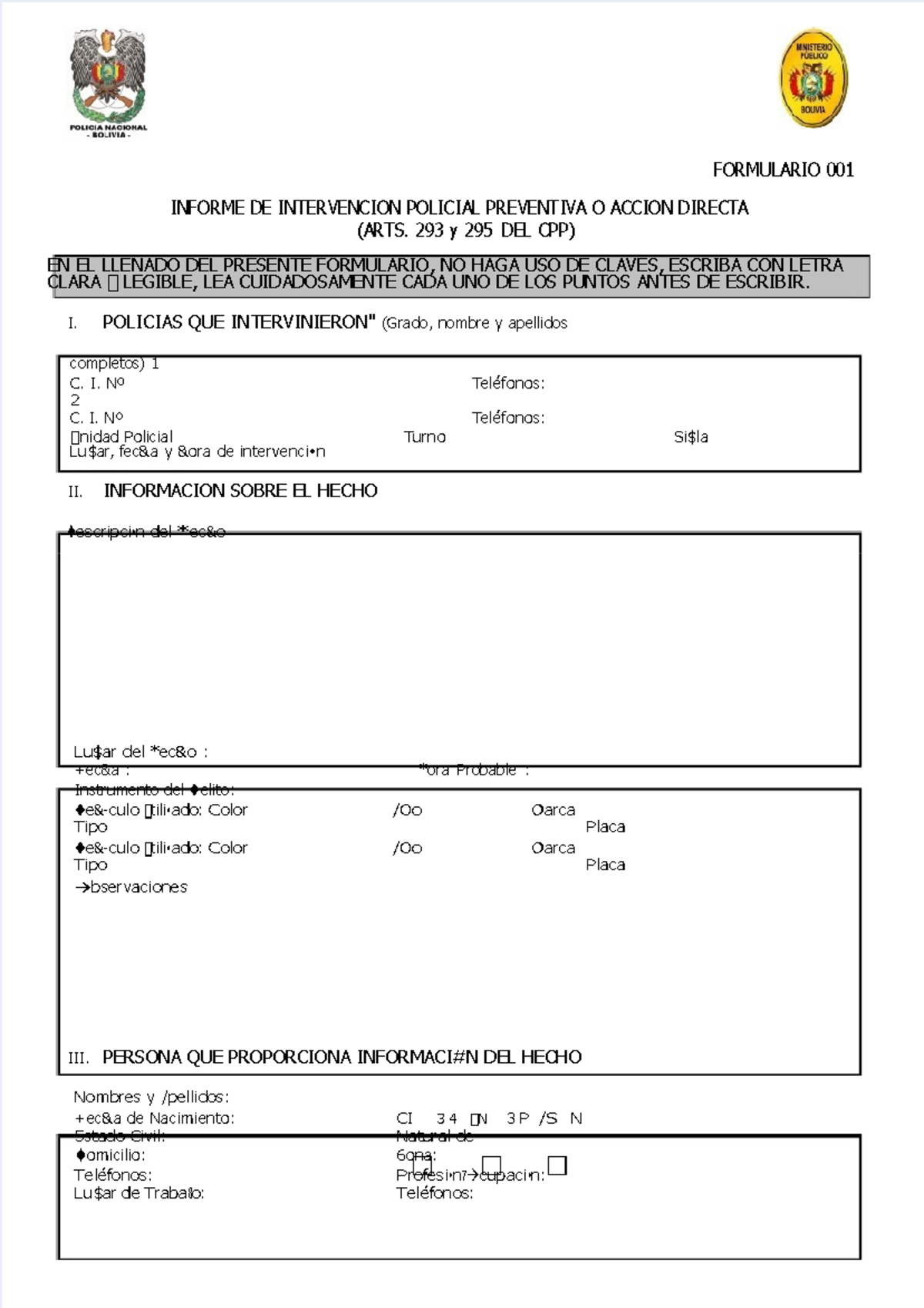 Formulario De Informe Policial Imprimible Para Boston