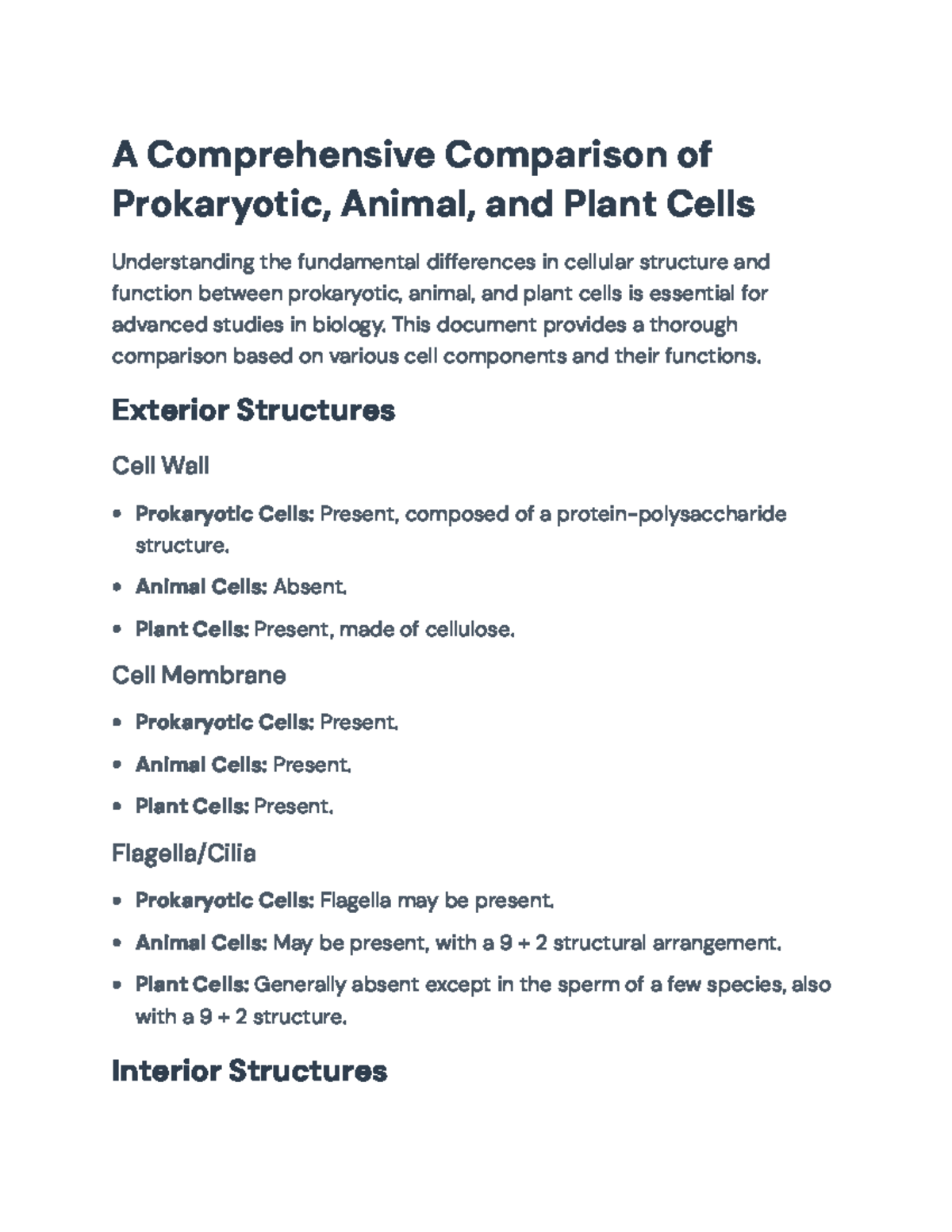 Comparing Prokaryotic, Animal, and Plant Cells: A Detailed Analysis - A ...