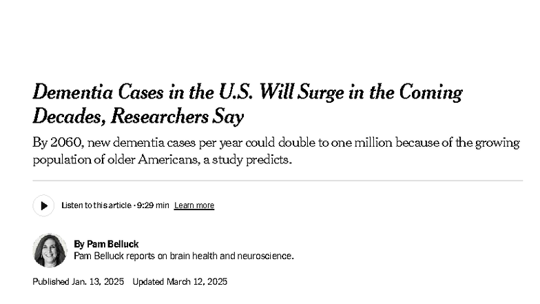 Dementia cases in the U.S. projected to double by 2060: study insights ...