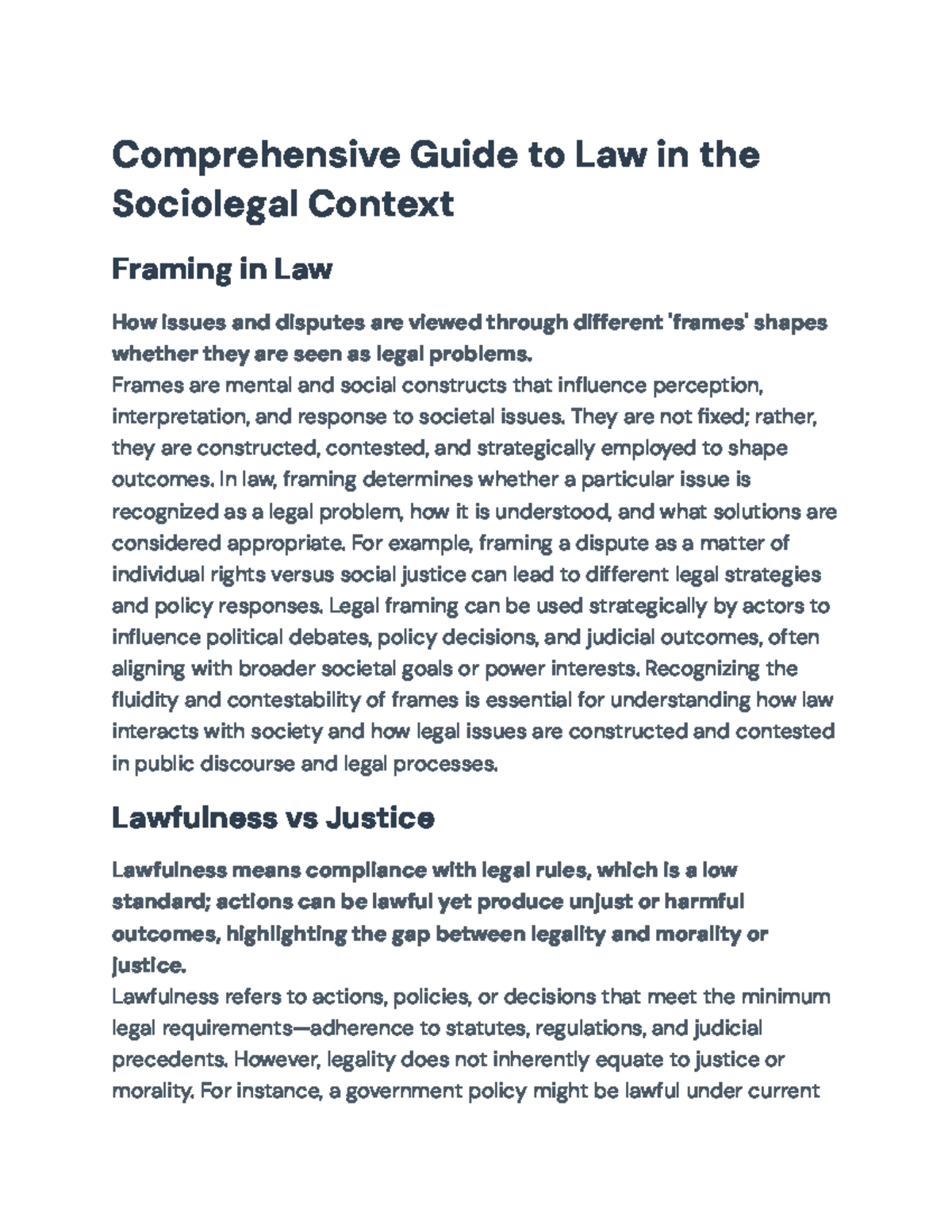 Comprehensive Guide to Sociolegal Studies: Law, Justice & Reform - Studocu