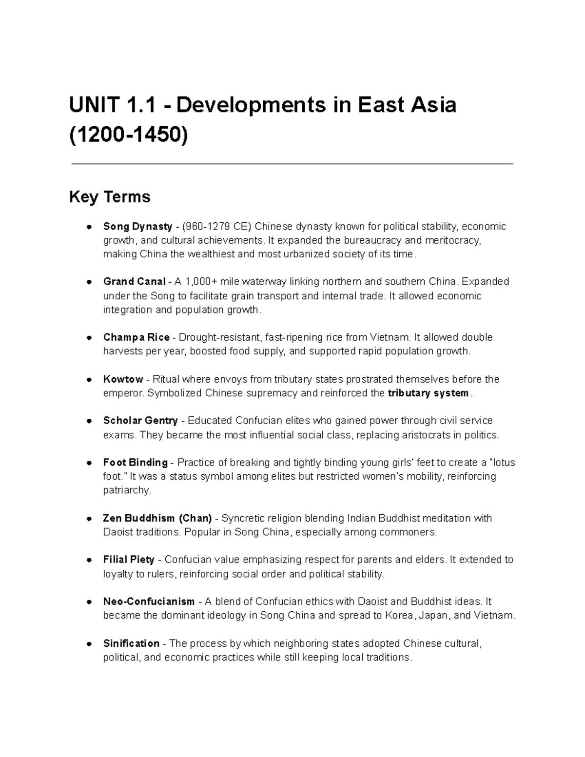Unit 1 Reading Guide Answers: Developments in East Asia, Dar, South ...