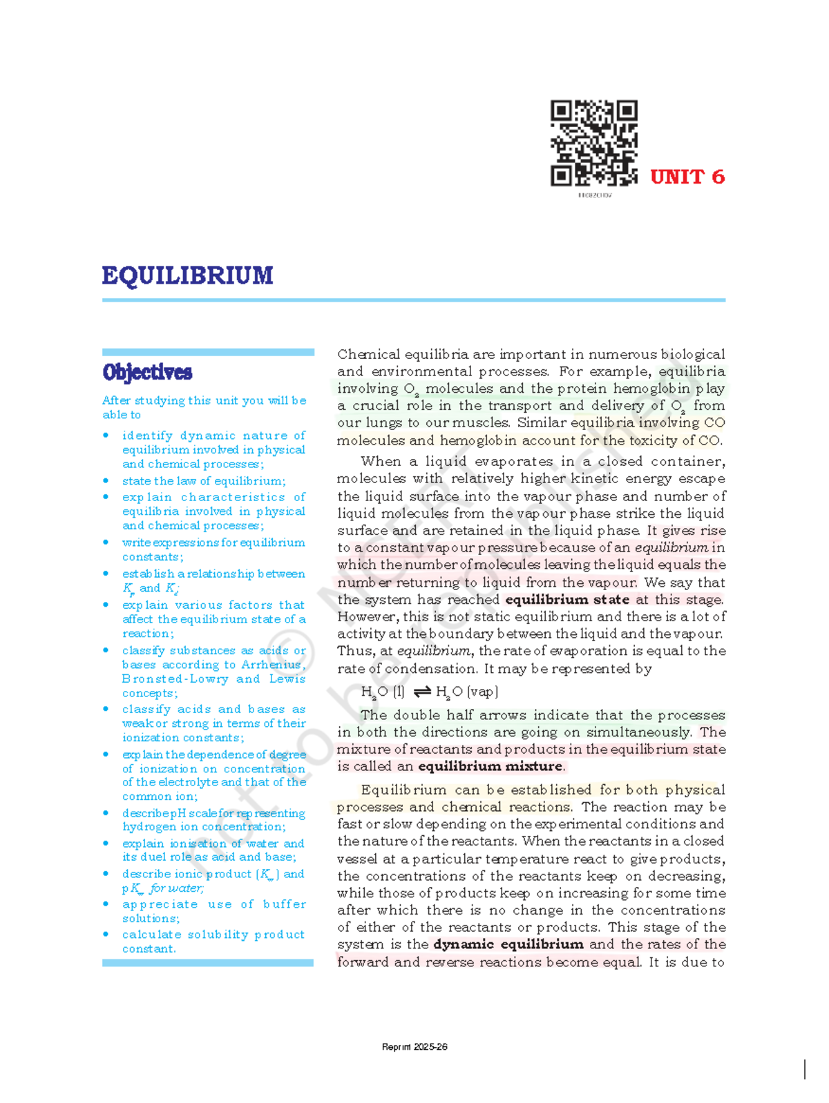 Unit 6: Dynamic Equilibrium in Physical and Chemical Processes - Studocu