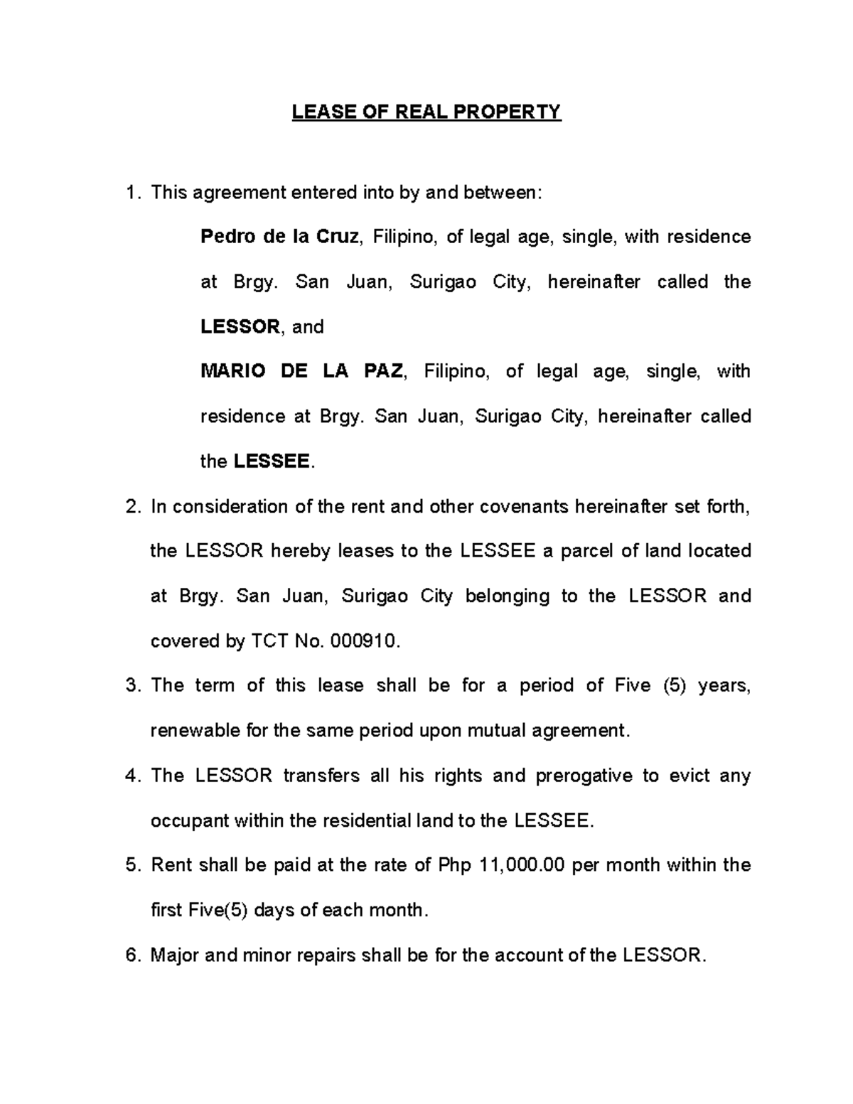 Lease Agreement for Real Property - 306383146 - Studocu