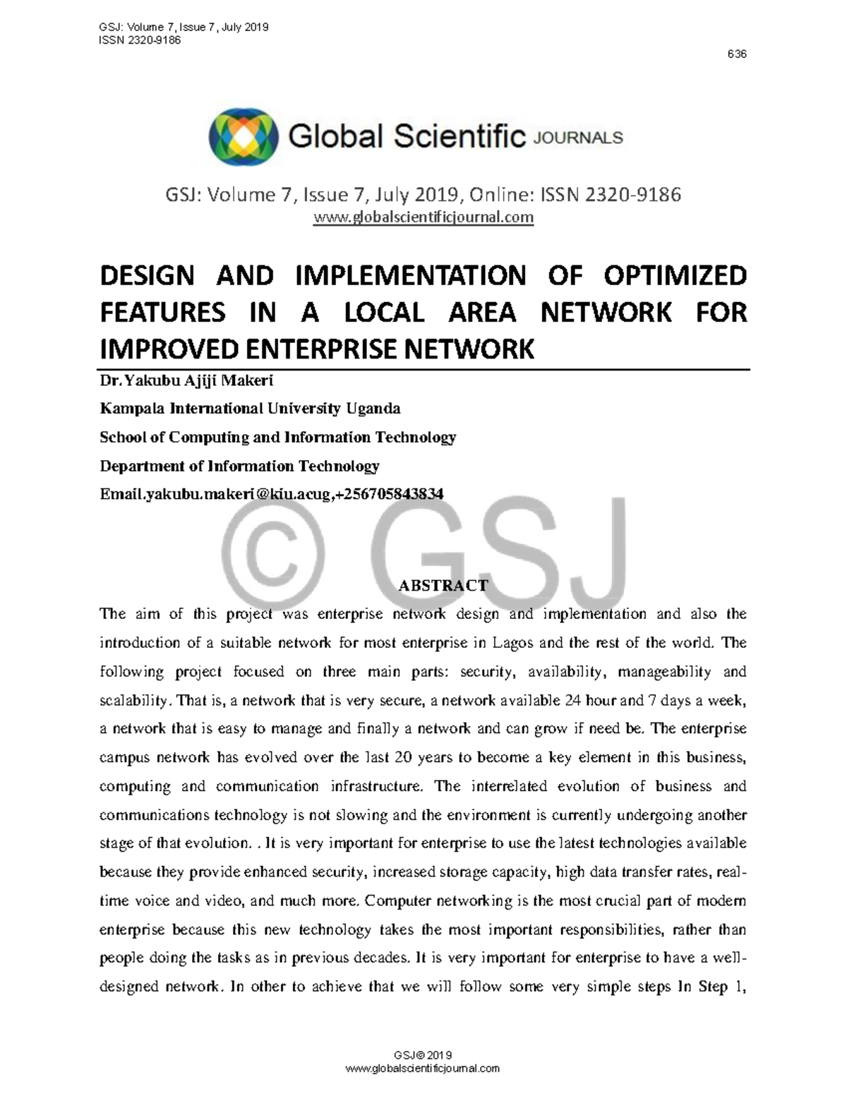 GSJ: Design & Implementation of Optimized LAN Features for Enterprises ...