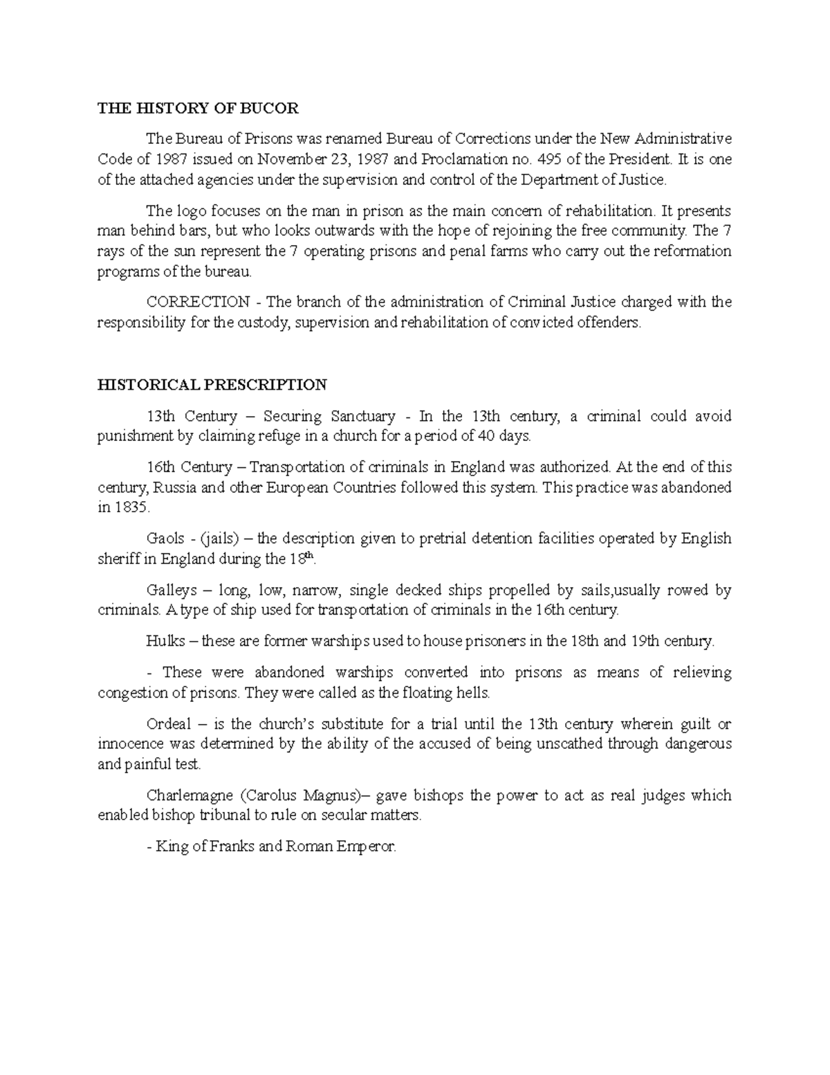 The Evolution of BuCor: A Historical Overview of Corrections - Studocu