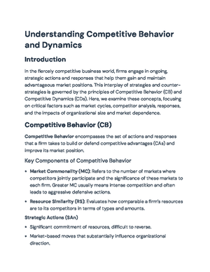 Understanding Competitive Dynamics and Rivalry in Strategic Management ...
