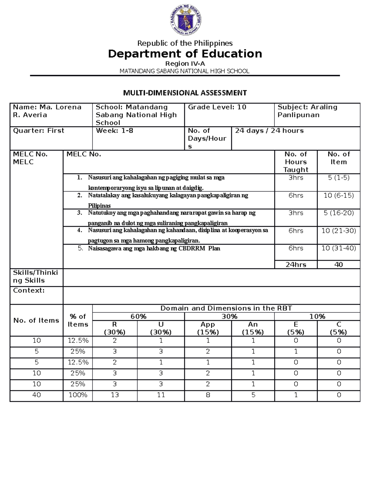 MDAT AP 10 - Multi-Dimensional Assessment Exam Notes - Studocu