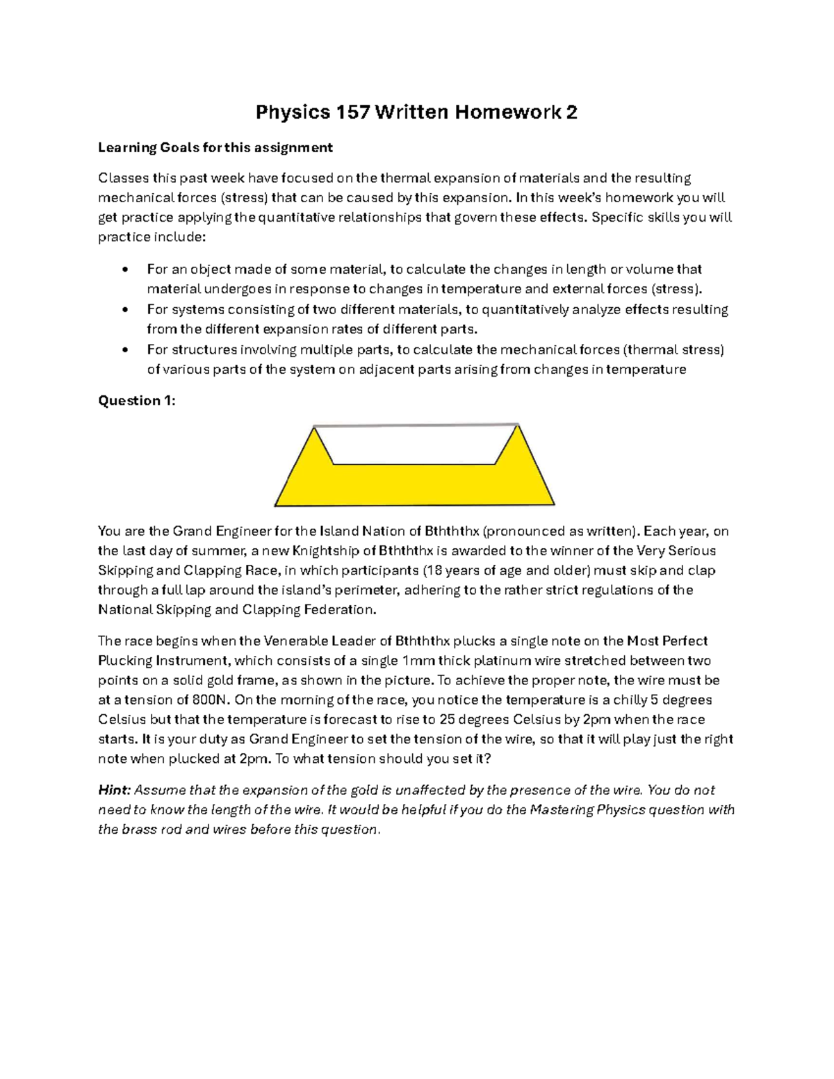 Physics 157 HW2: Thermal Expansion & Stress Analysis - Studocu