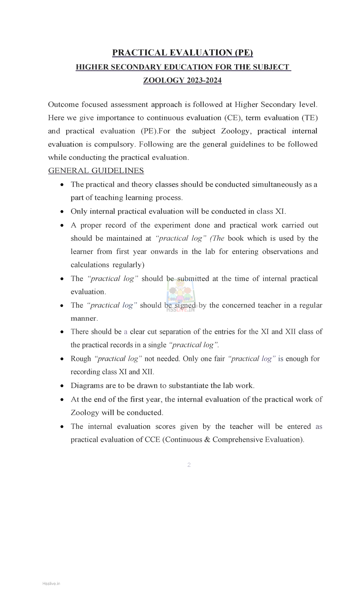 Zoology LAB Scheme of work 2023 Hsslive HSS - 2 PRACTICAL EVALUATION (PE) HIGHER SECONDARY ...