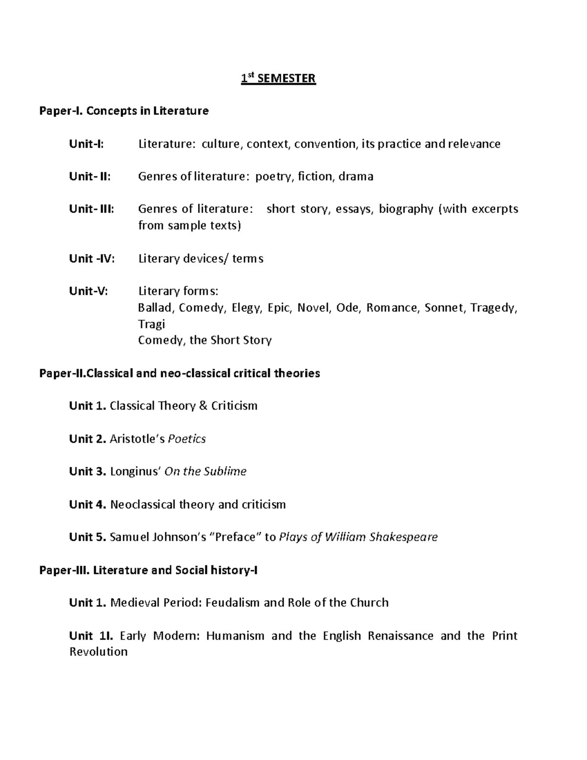 English 101: Intro to Literature - Semester Overview and Key Concepts ...