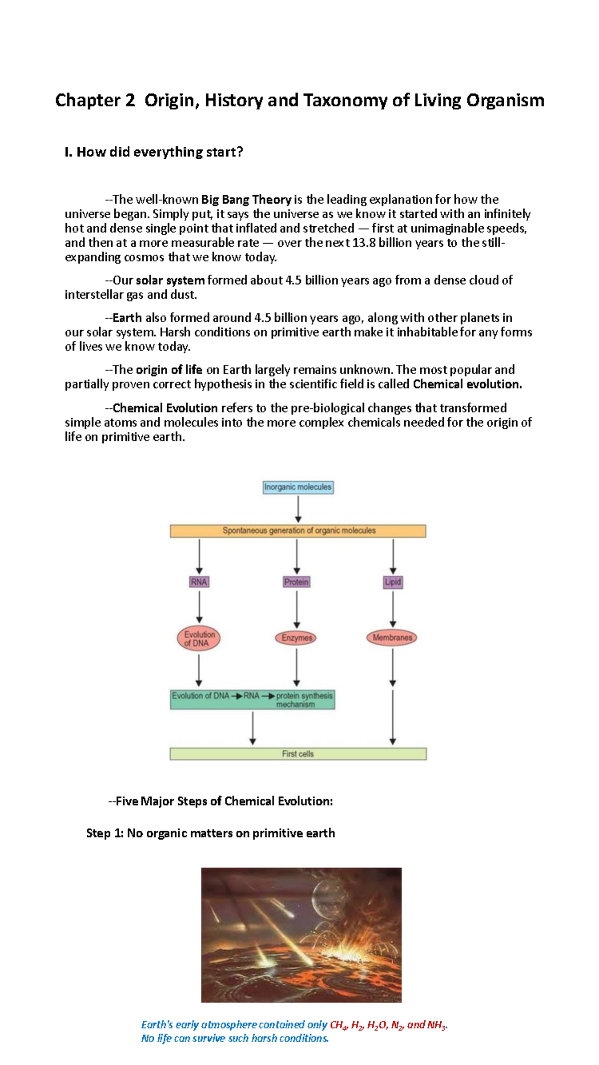 Chapter 2: Origin, History & Taxonomy of Living Organisms I - Studocu