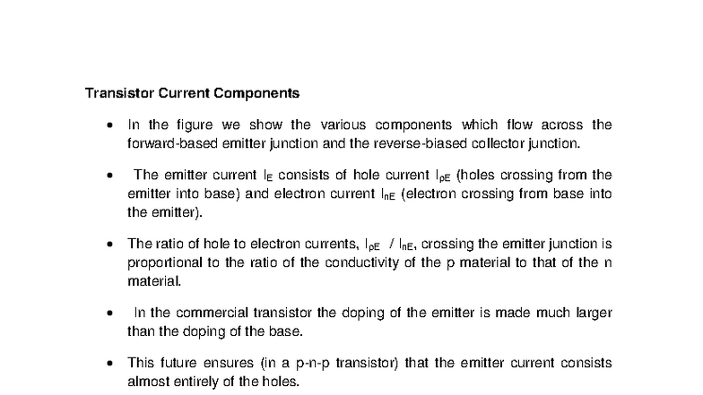 Transistor Current Components and Biasing Techniques (EE 101) - Studocu