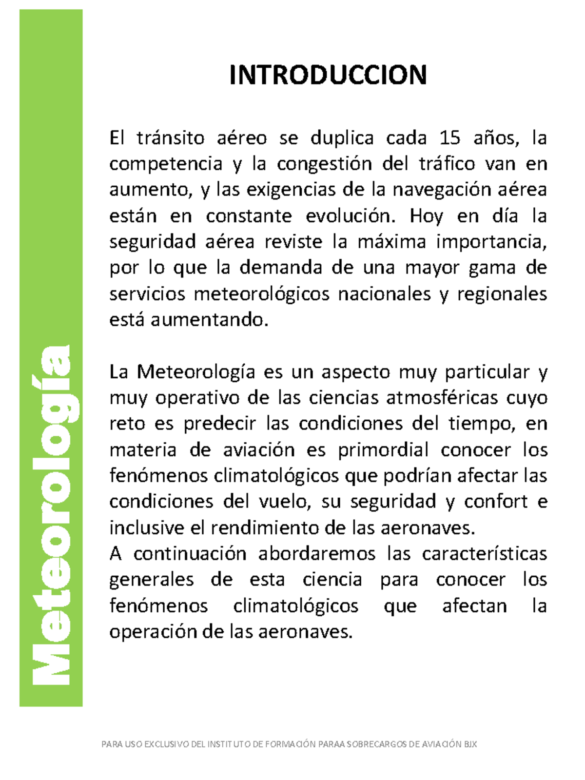 Nota Técnica IFSA: Meteorología para la Aviación - Studocu