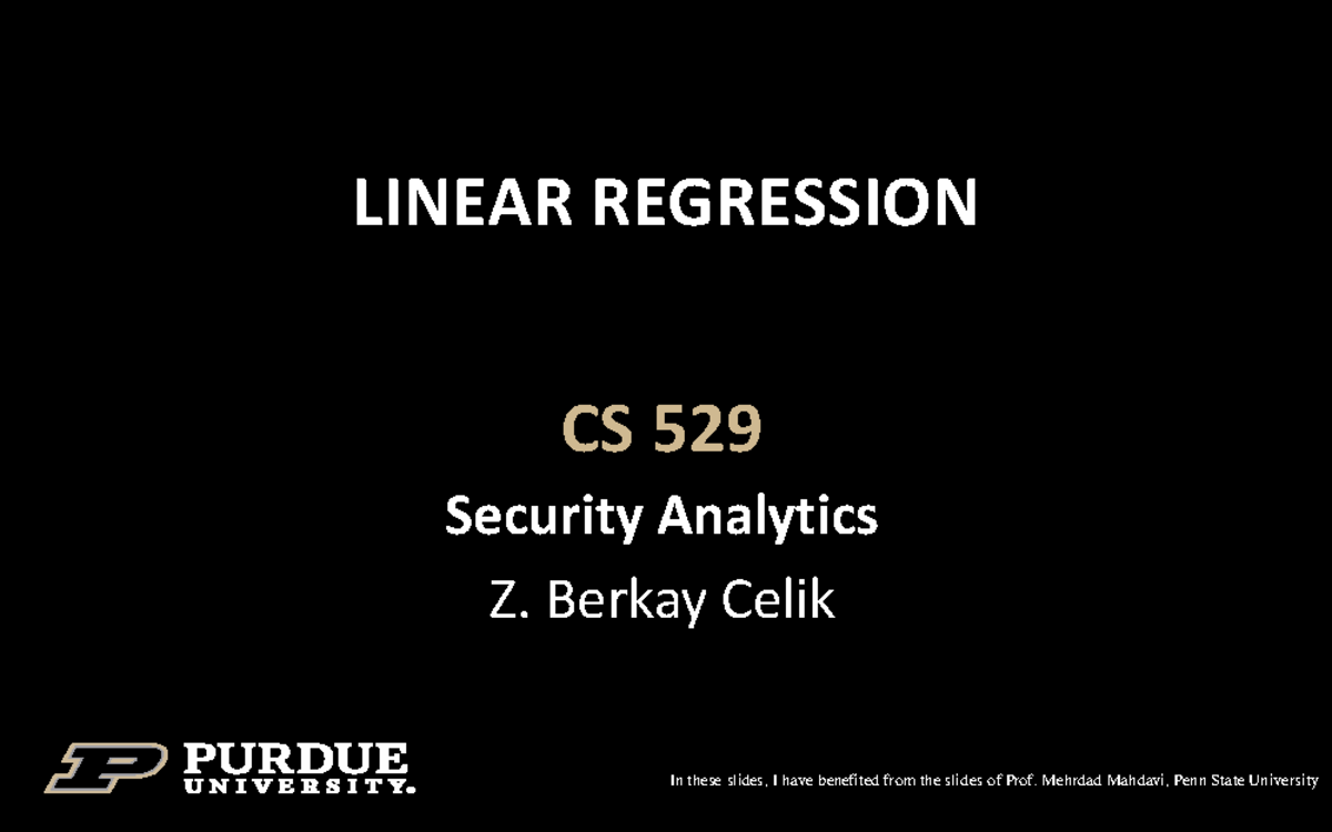 CS 529: Overview of Linear Regression & Gradient Descent Techniques ...