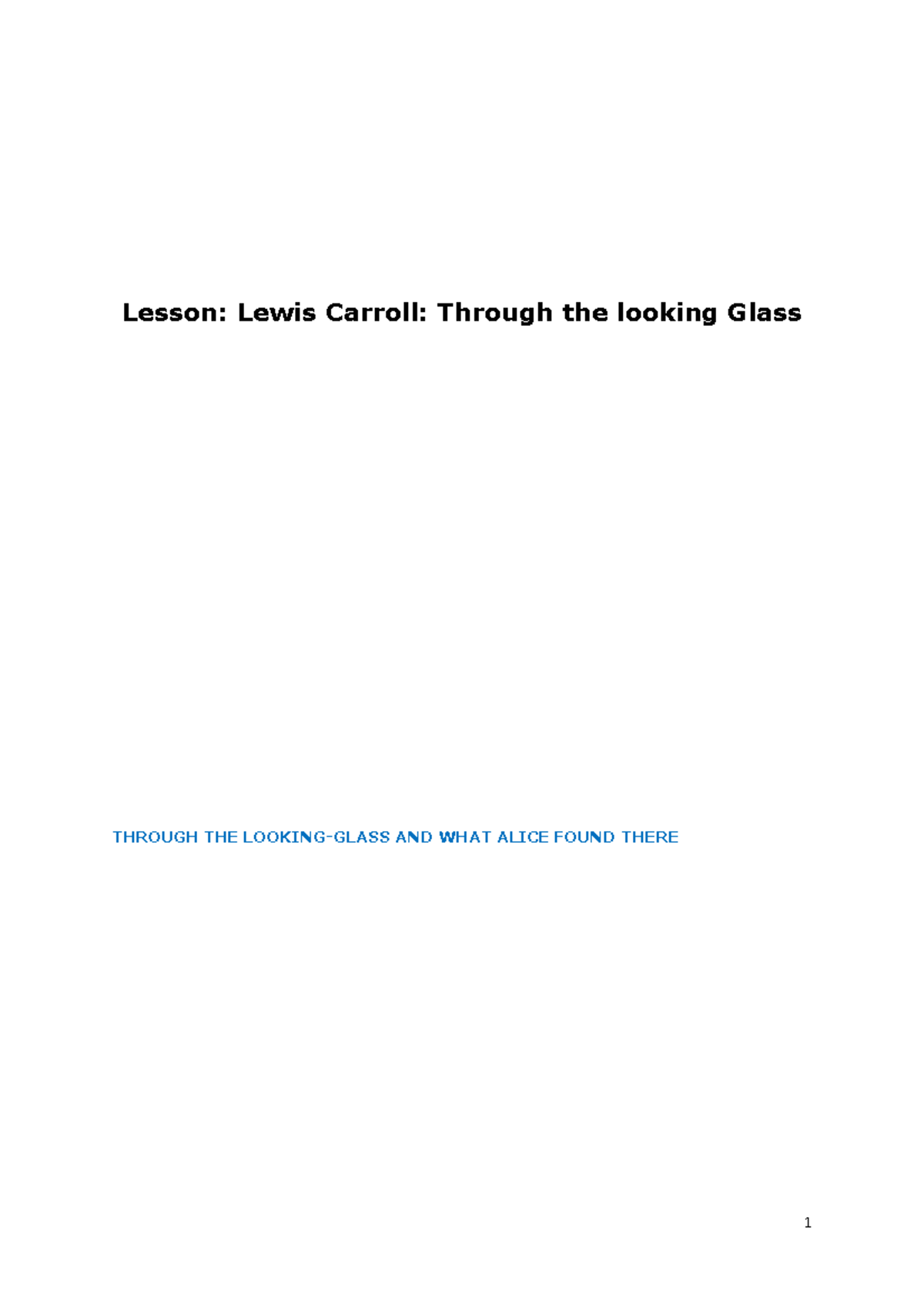 ECN 500407 - Lecture notes 1 - Lesson: Lewis Carroll: Through the ...