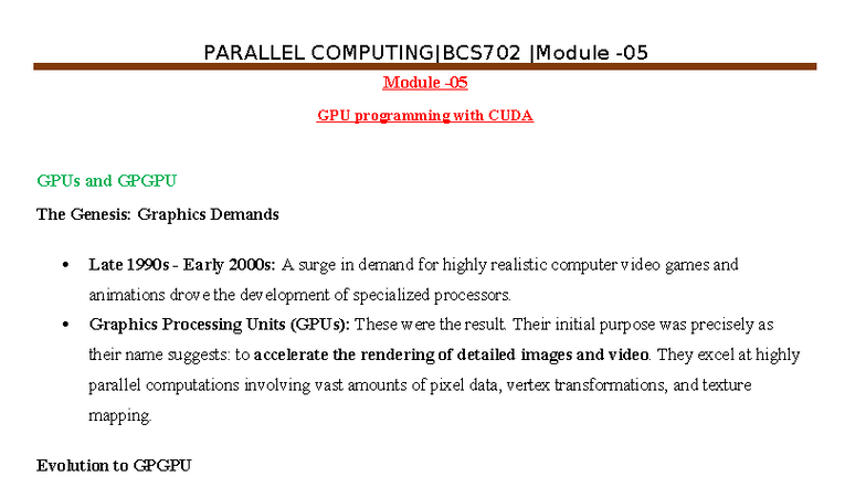 Module-05 PC: Notes on Parallel Computing and CUDA Programming - Studocu