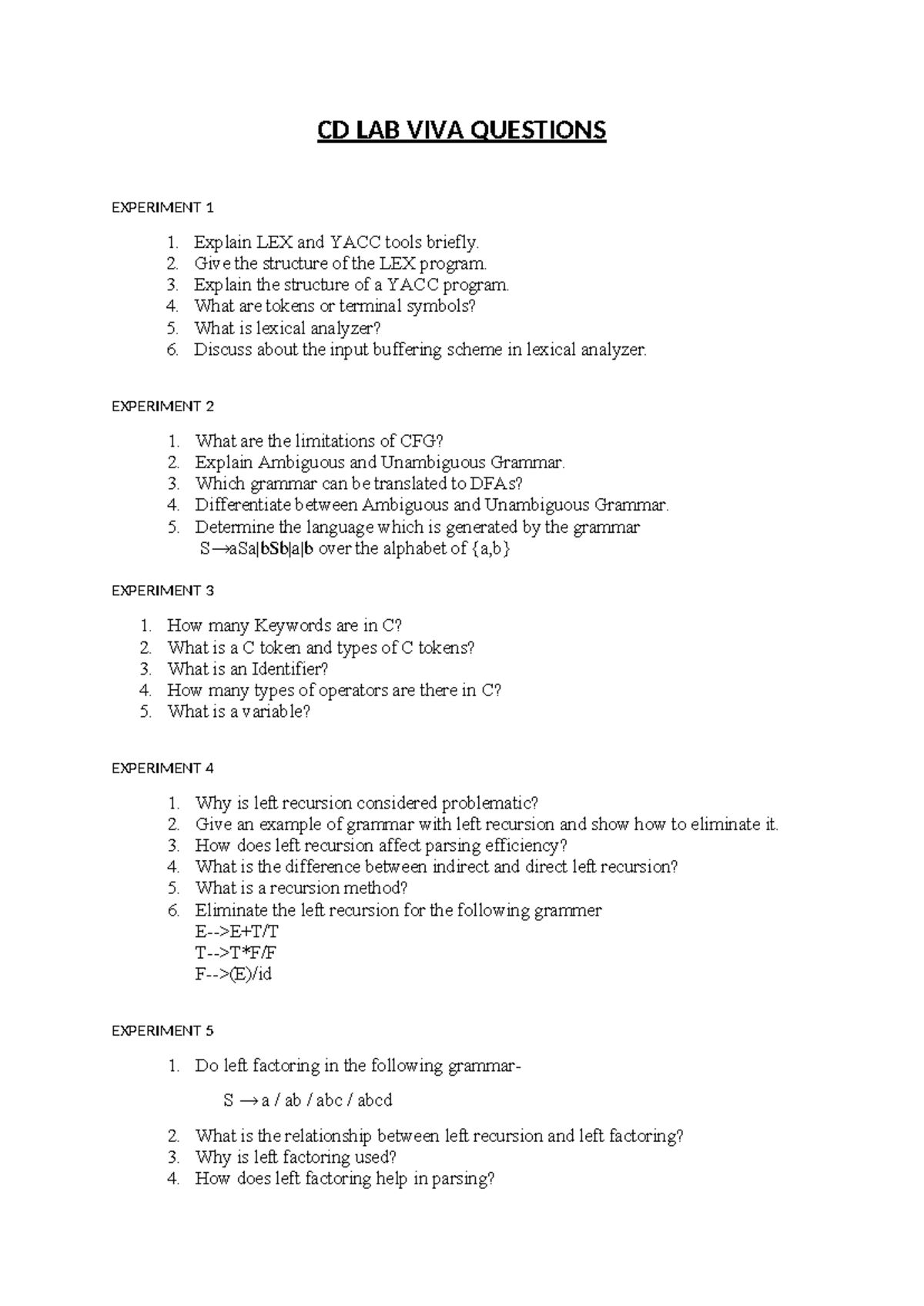 CD LAB VIVA Questions & Answers: Comprehensive Guide for Experiments ...