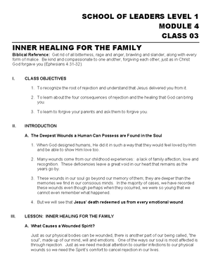 Student module 04 class 01 family - SCHOOL OF LEADERS LEVEL 1 MODULE 2 ...