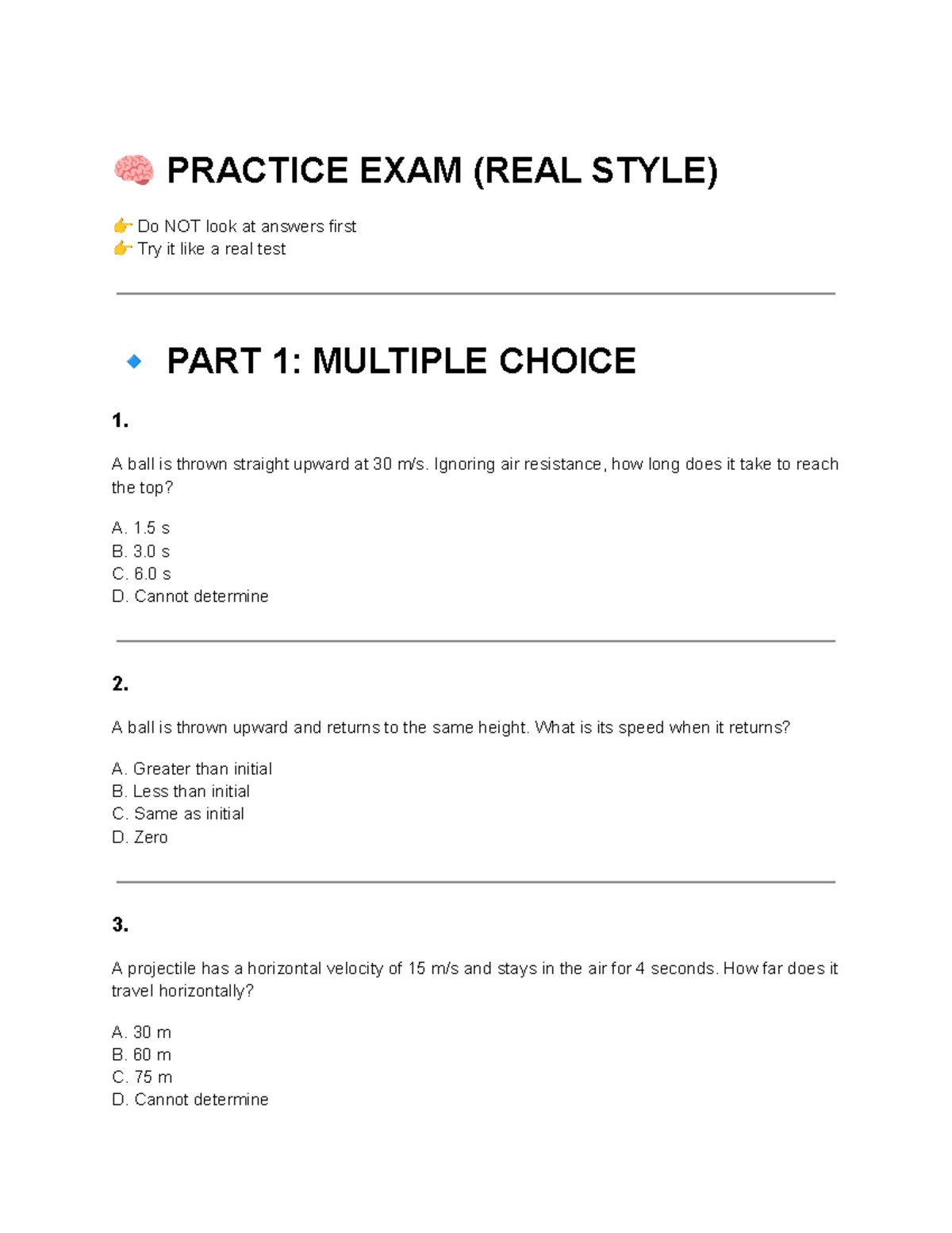 PRACTICE EXAM: Physics Concepts and Applications - Studocu