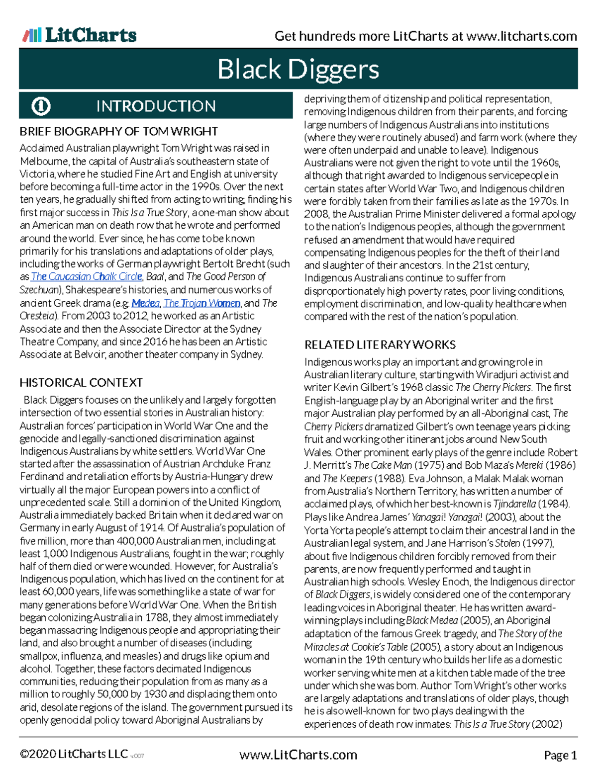Black Diggers (Drama) Analysis & Literary Context (ENG200) - Studocu