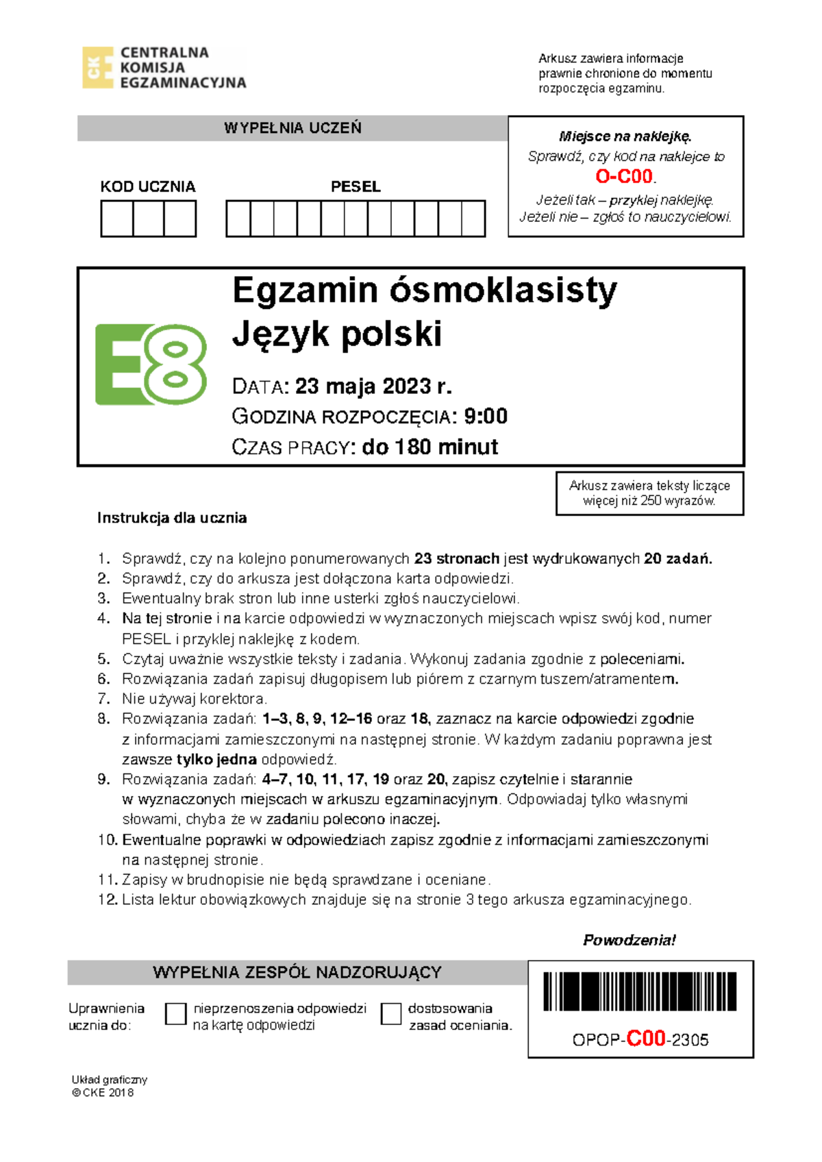 Arkusz egzaminacyjny z Języka Polskiego - Mały Książę (Egzamin ...