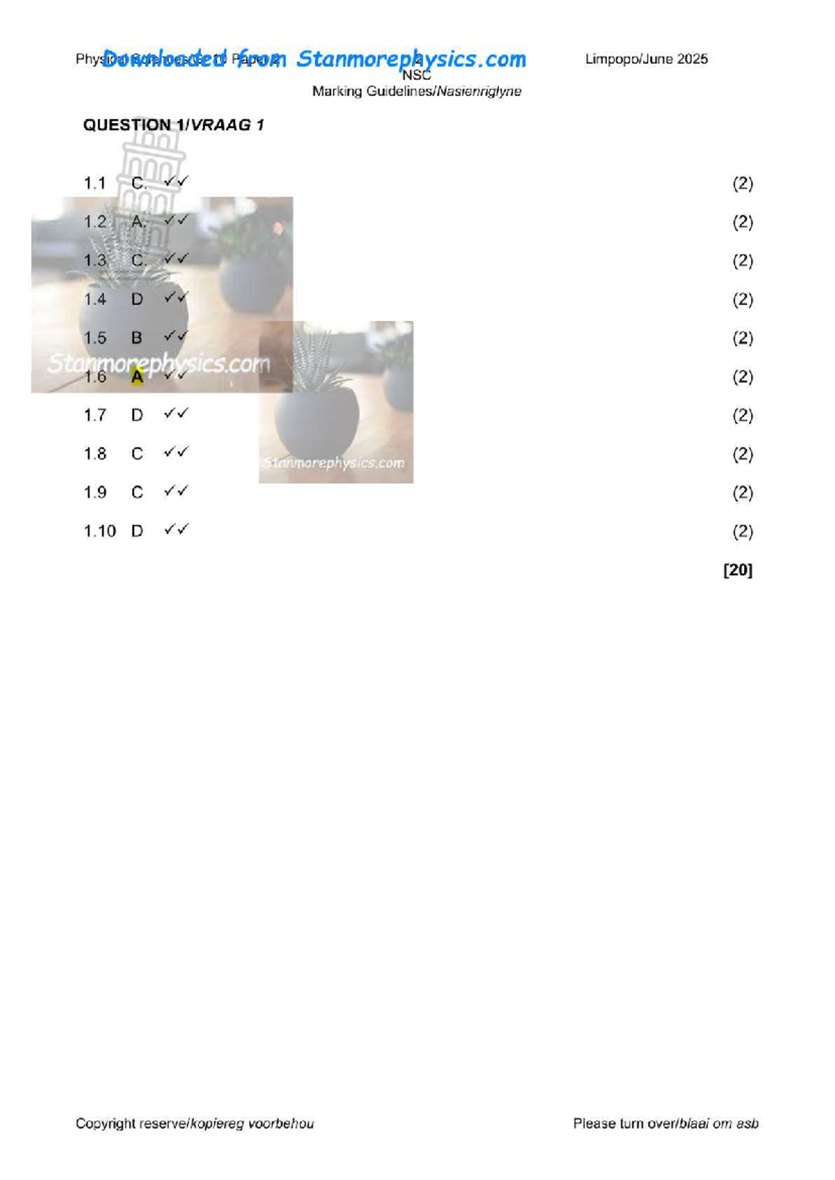 Chemistry Test 2 Memo - 2025 NSC Marking Guide - Studocu