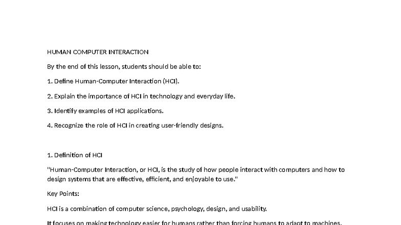 HCI-1ST: Understanding Human-Computer Interaction Principles - Studocu