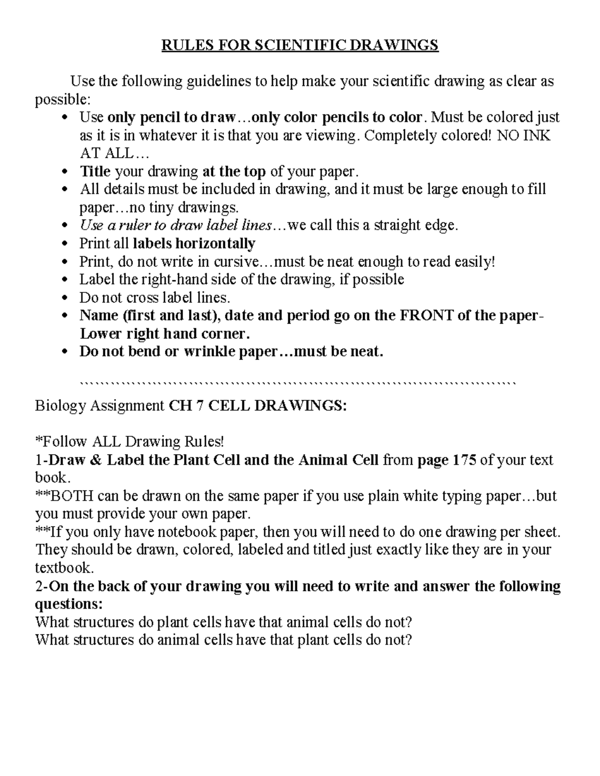 Biology CH 7: Guidelines for Scientific Cell Drawings - Studocu