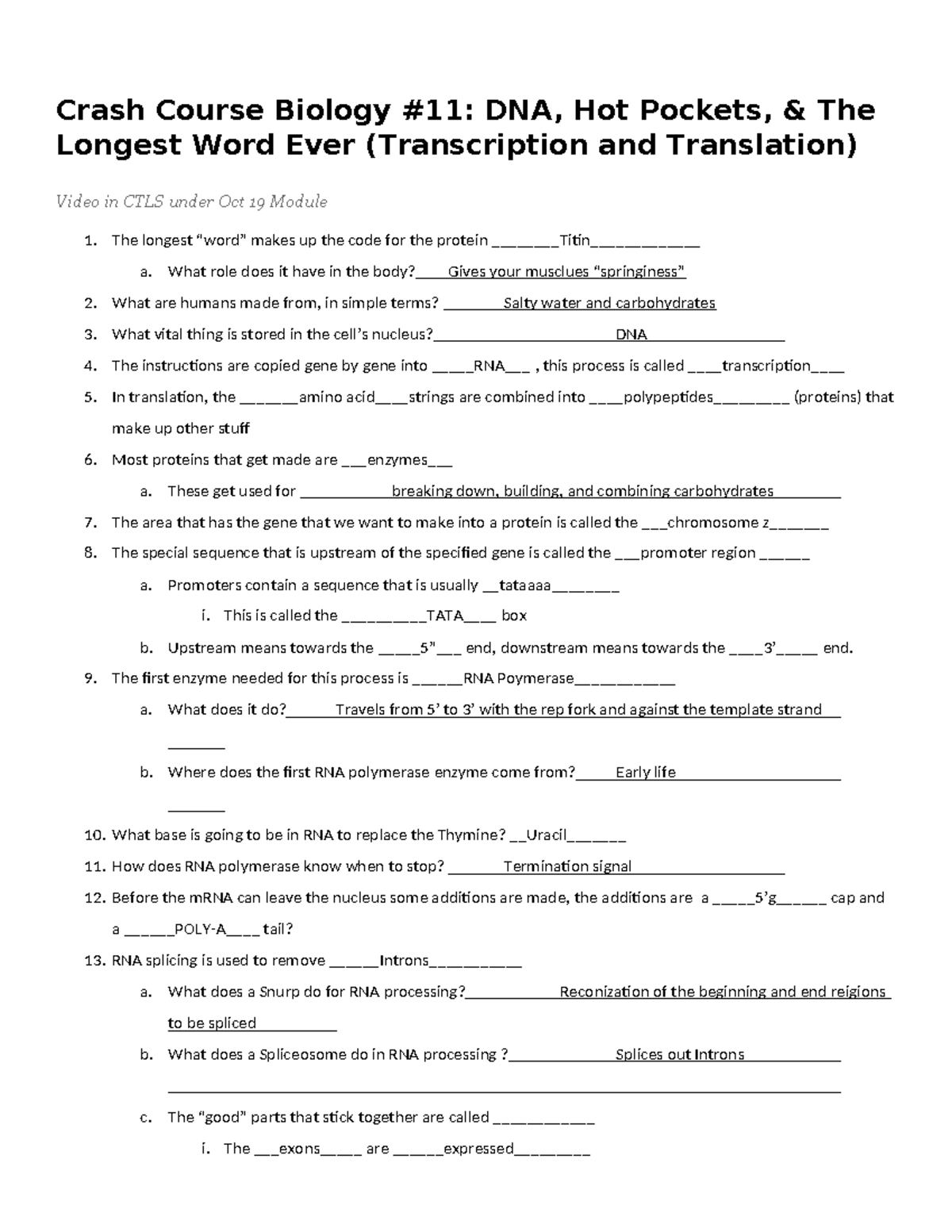 04-Crash Course Video Guide - Crash Course Biology #11: DNA, Hot ...