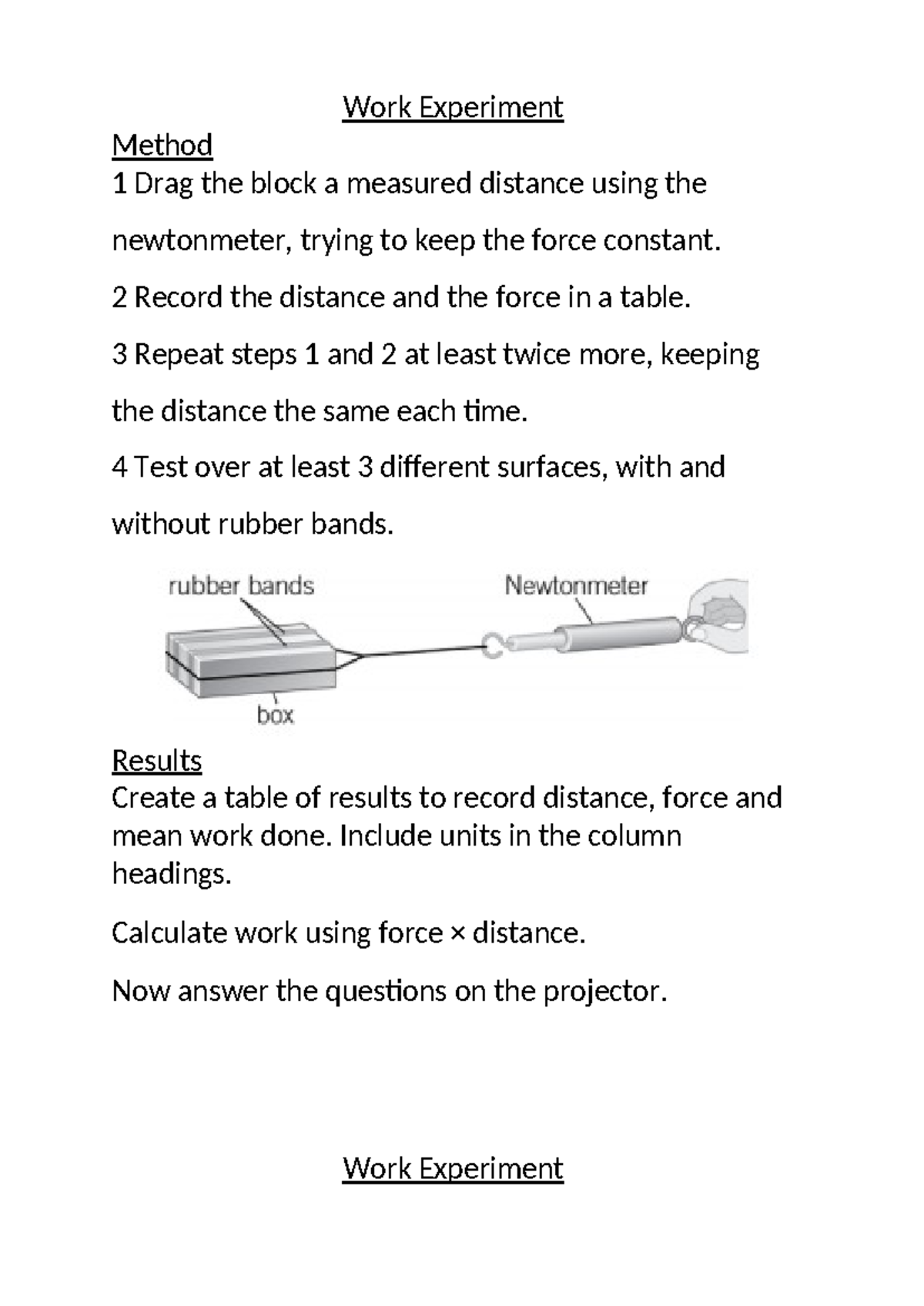 L3 Work Experiment Worksheet - Force and Distance Analysis - Studocu