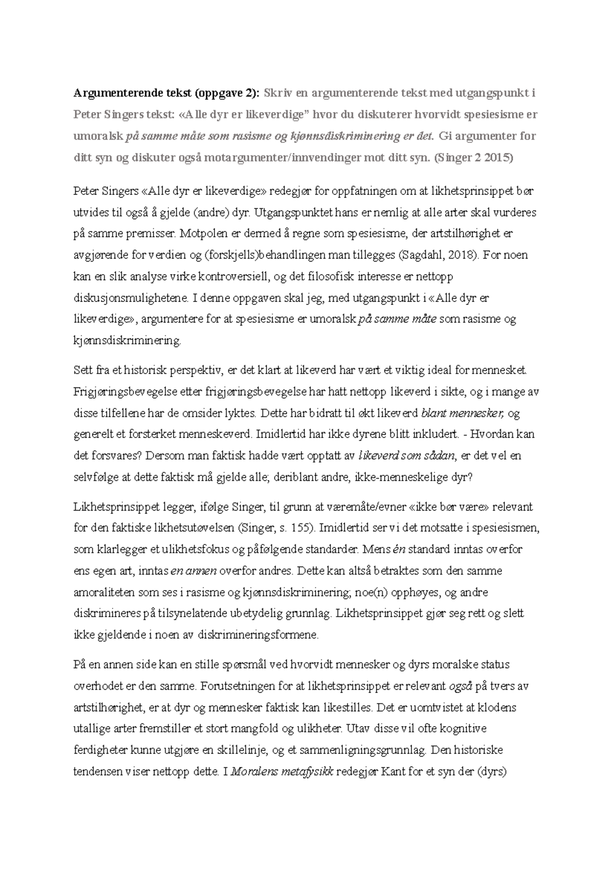 Exphil - obligatorisk oppgave - Argumenterende tekst (oppgave 2): Skriv en argumenterende tekst ...
