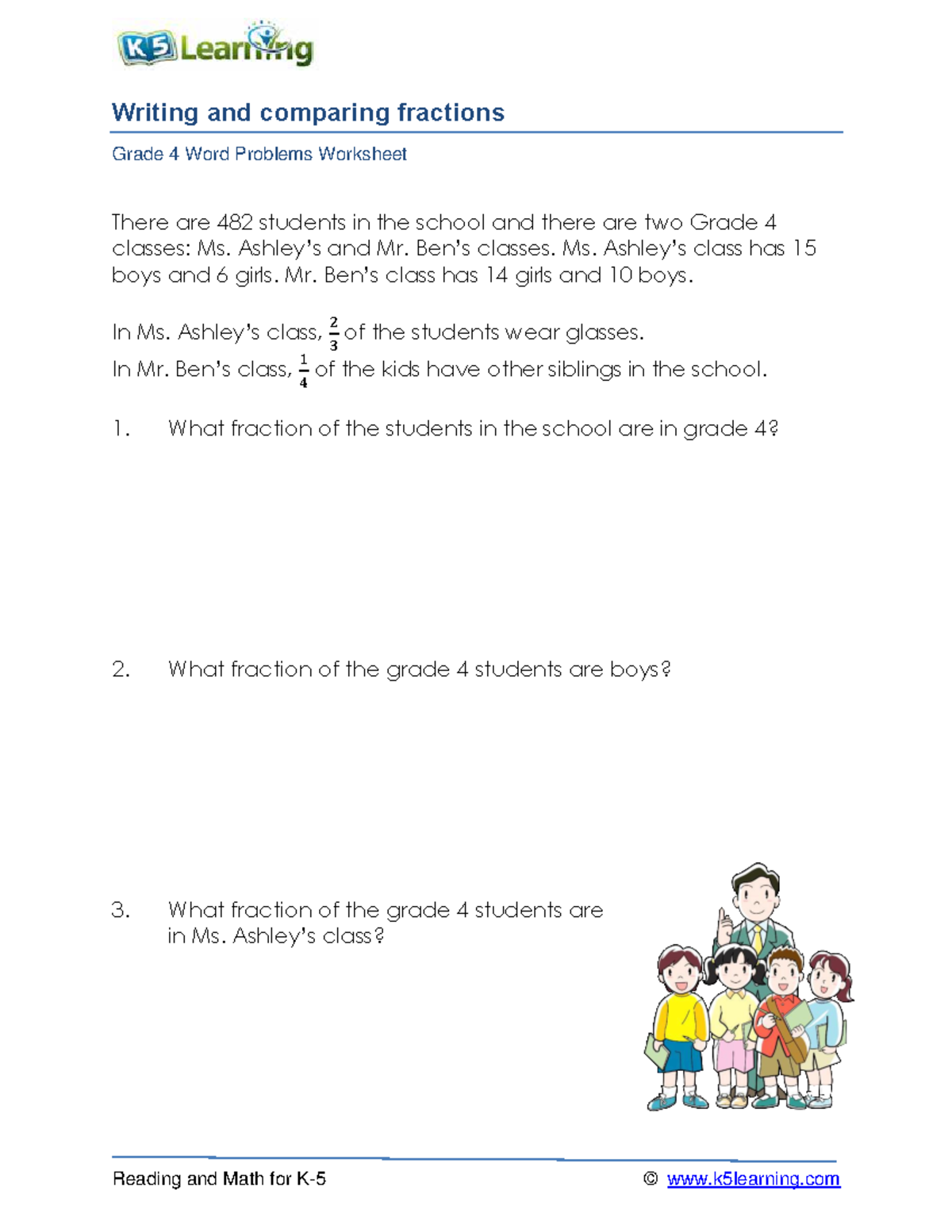 Grade 4 word problems fractions a - Reading and Math for K- 5 ...