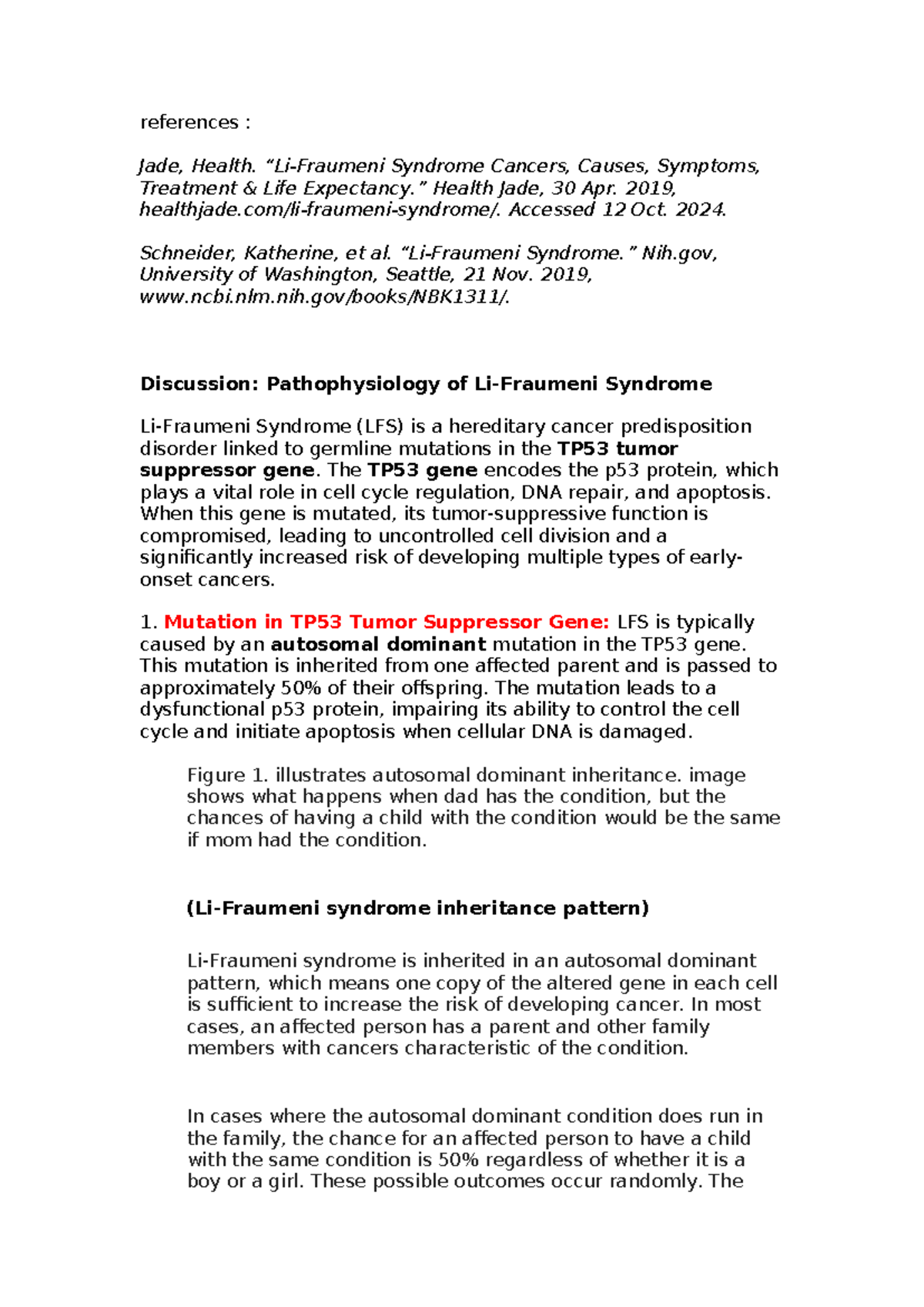 Patho SGD LI-Fraumeni Syndrome: Key Review Insights & Findings - Studocu