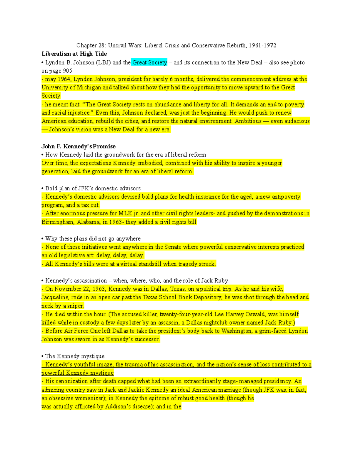 APUSH Chapter 28 Study Guide: Liberal Crisis and Conservative Rebirth ...