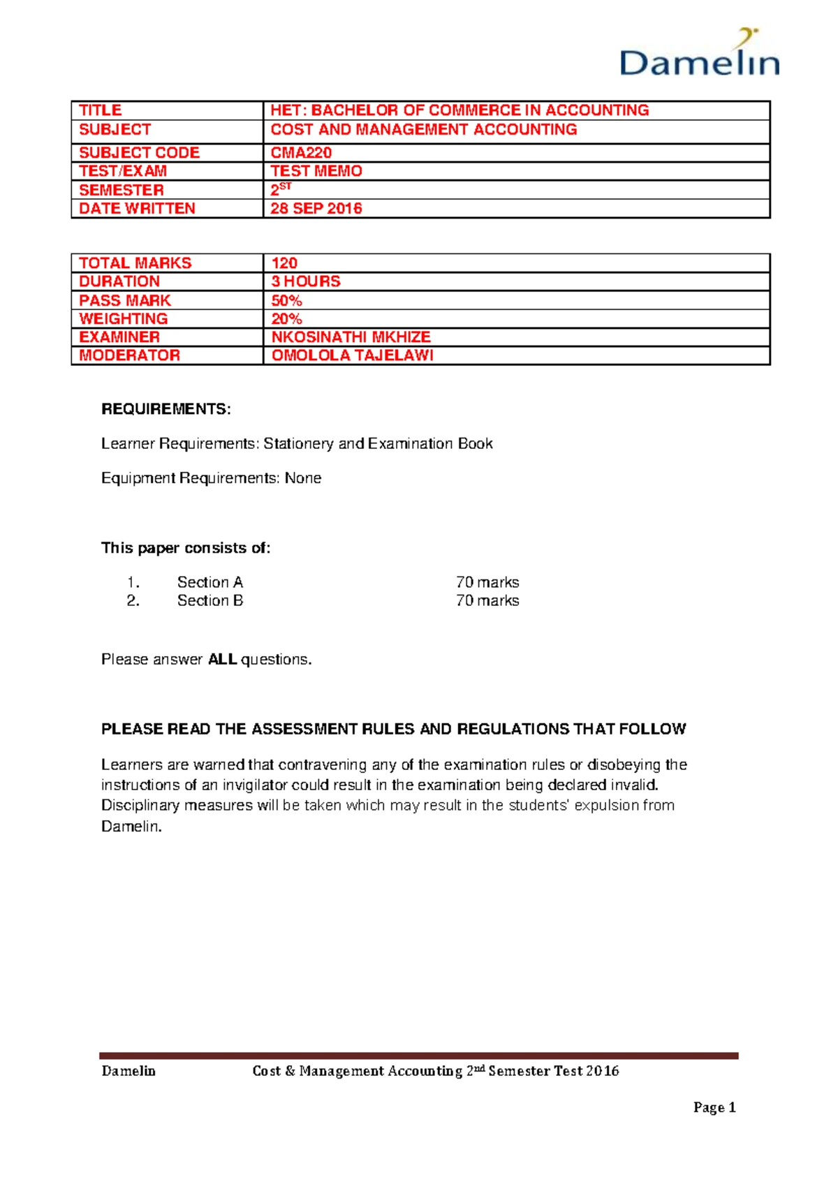Cost and Management Accounting N5 Study Guide S1 - STUDY GUIDE NATIONAL ...