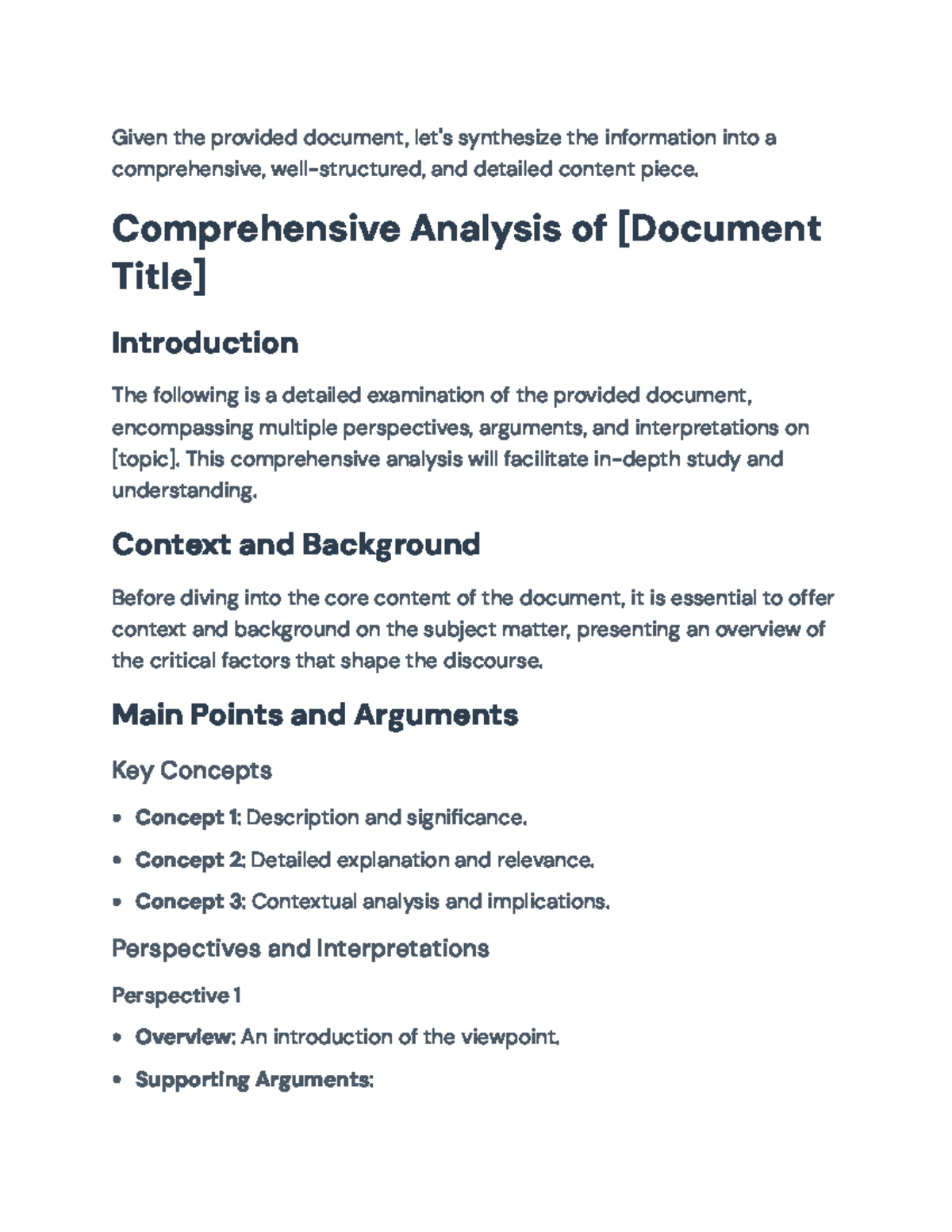 Comprehensive Analysis Outline of Document on [Topic] - Given the ...